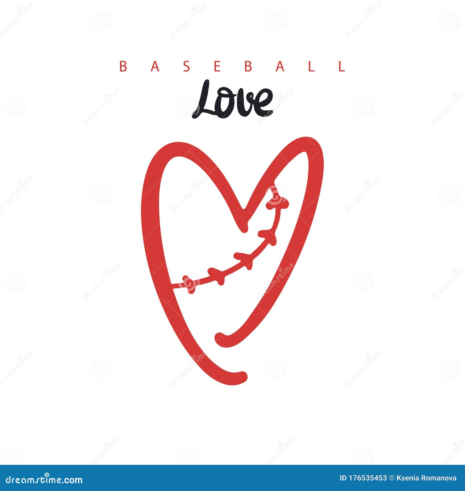 Vector Illustration for Baseball, Heart Shaped Ball. Stock Vector ...