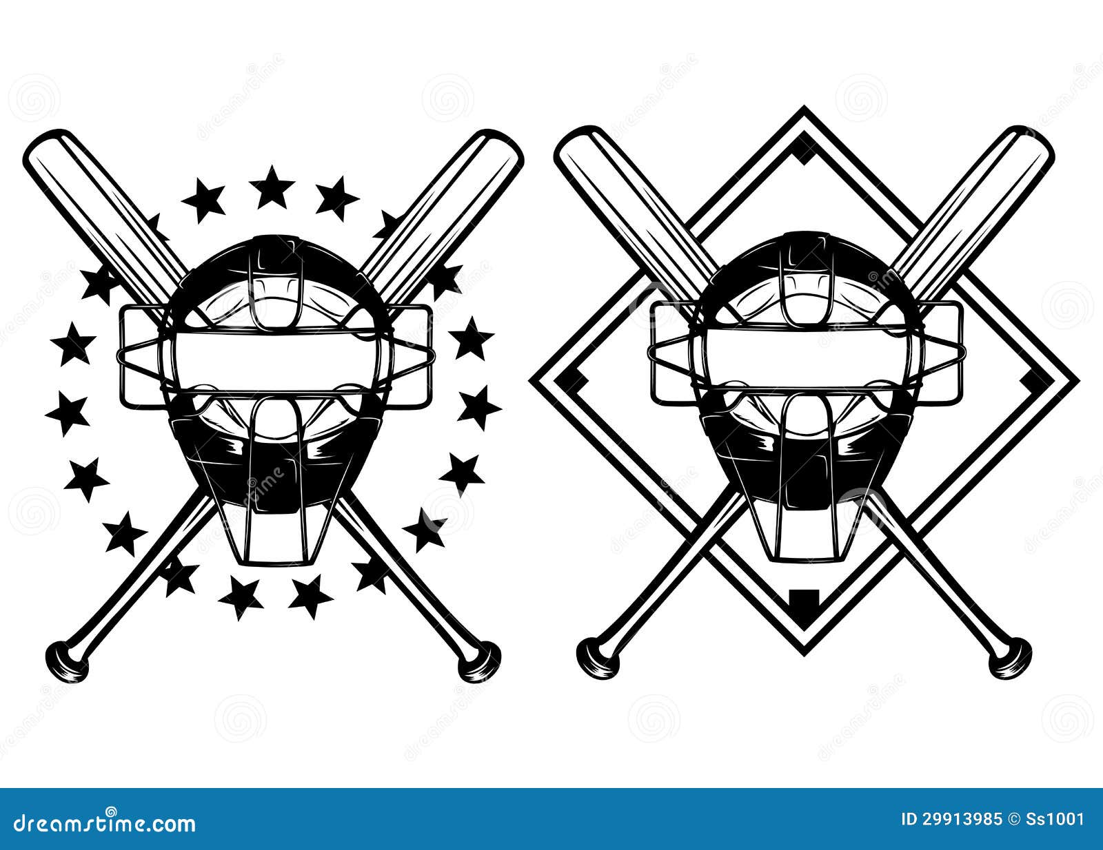 Baseball Mask and Crossed Bats Stock Vector - Illustration of guard ...