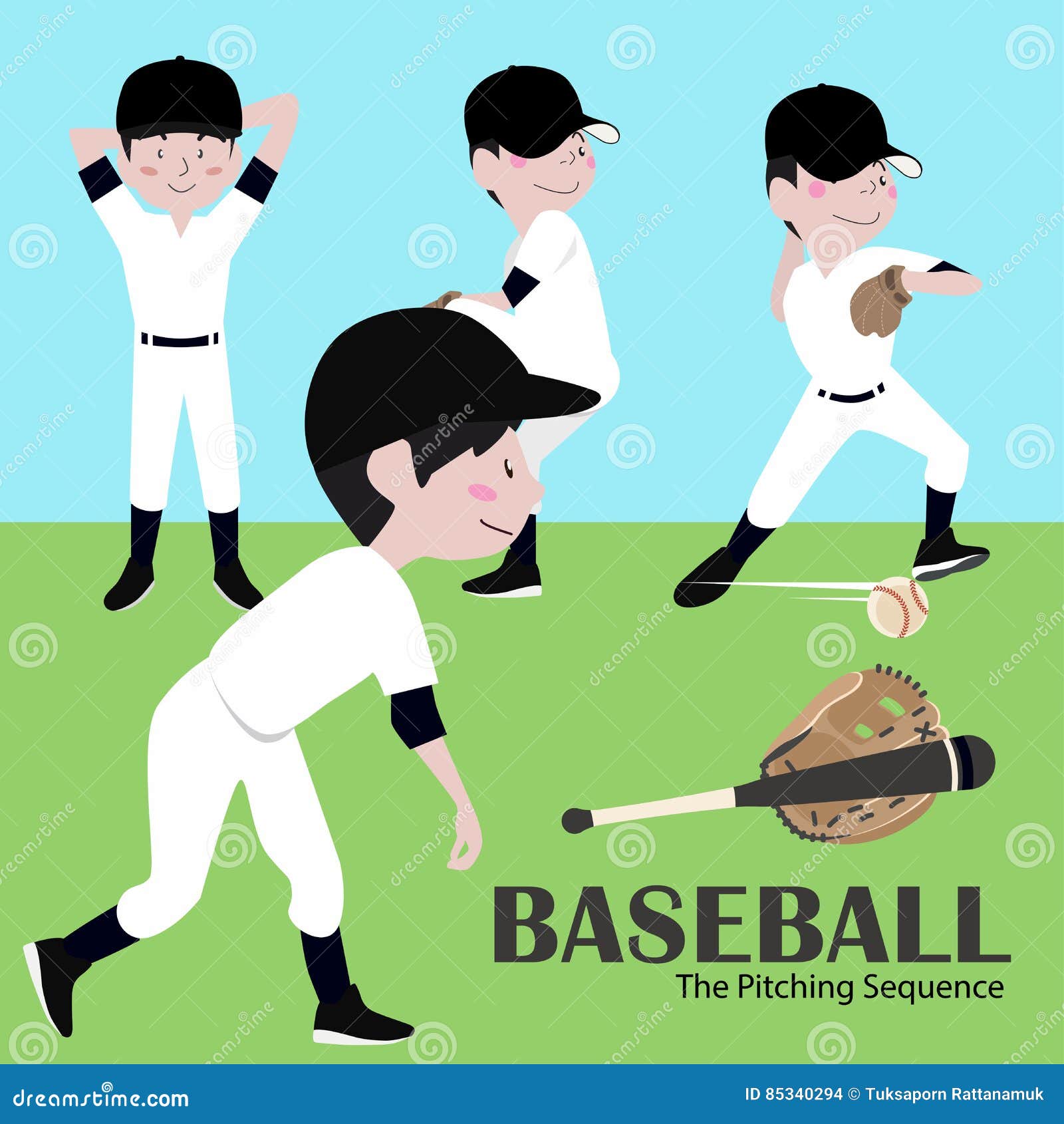 Vector Illustration Baseball Player Stock Vector - Illustration of ...