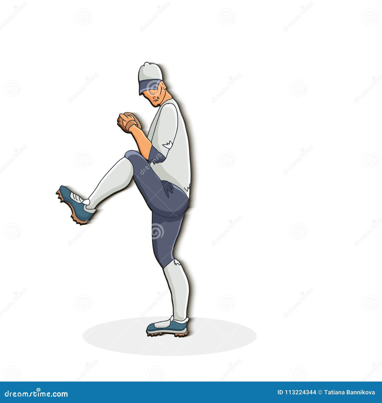 Vector Illustration of a Baseball Player Throwing the Ball. Cute Stock ...