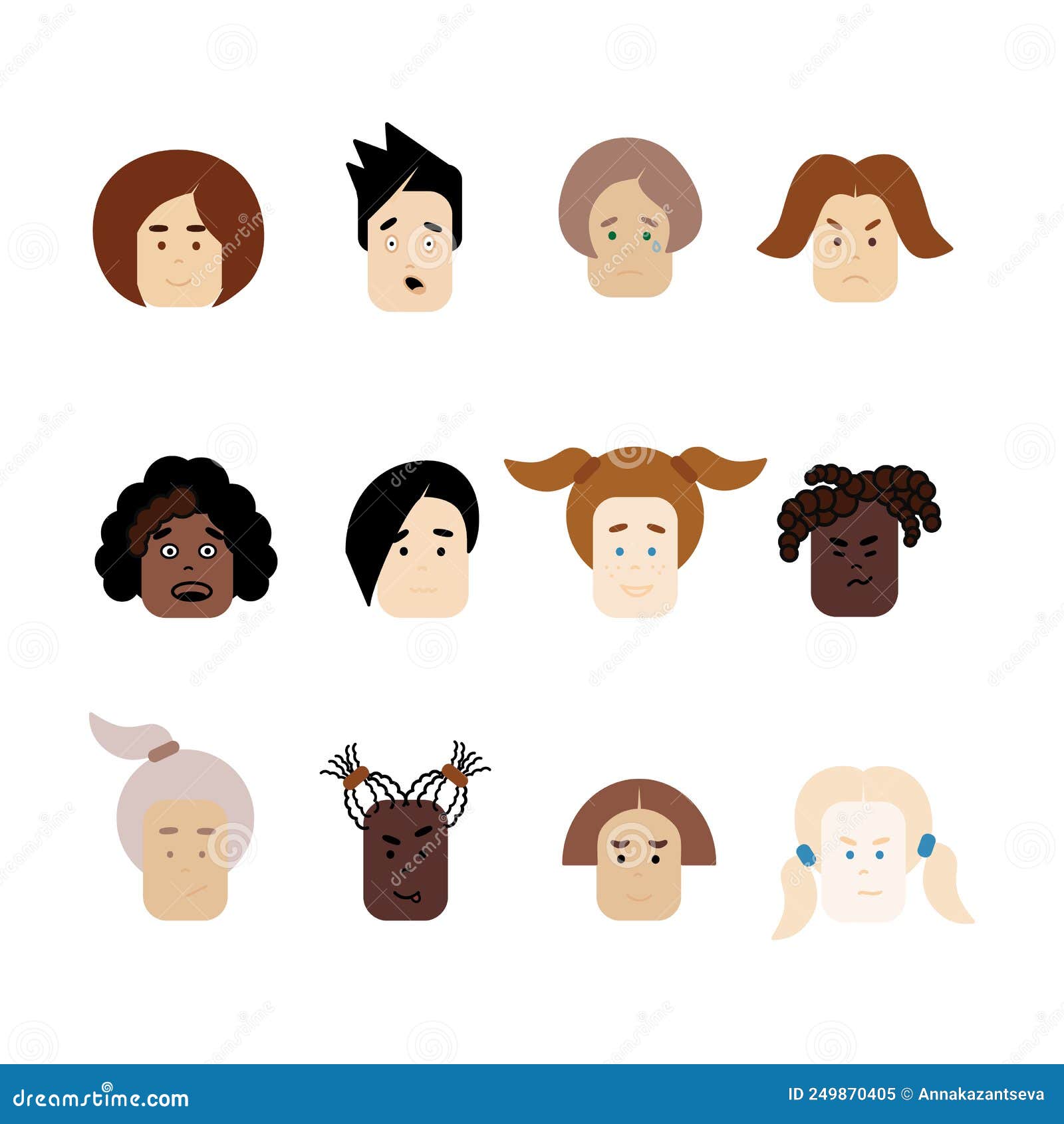 Vector Illustration of Basic Emotions and Other in Cartoon Comic Style ...