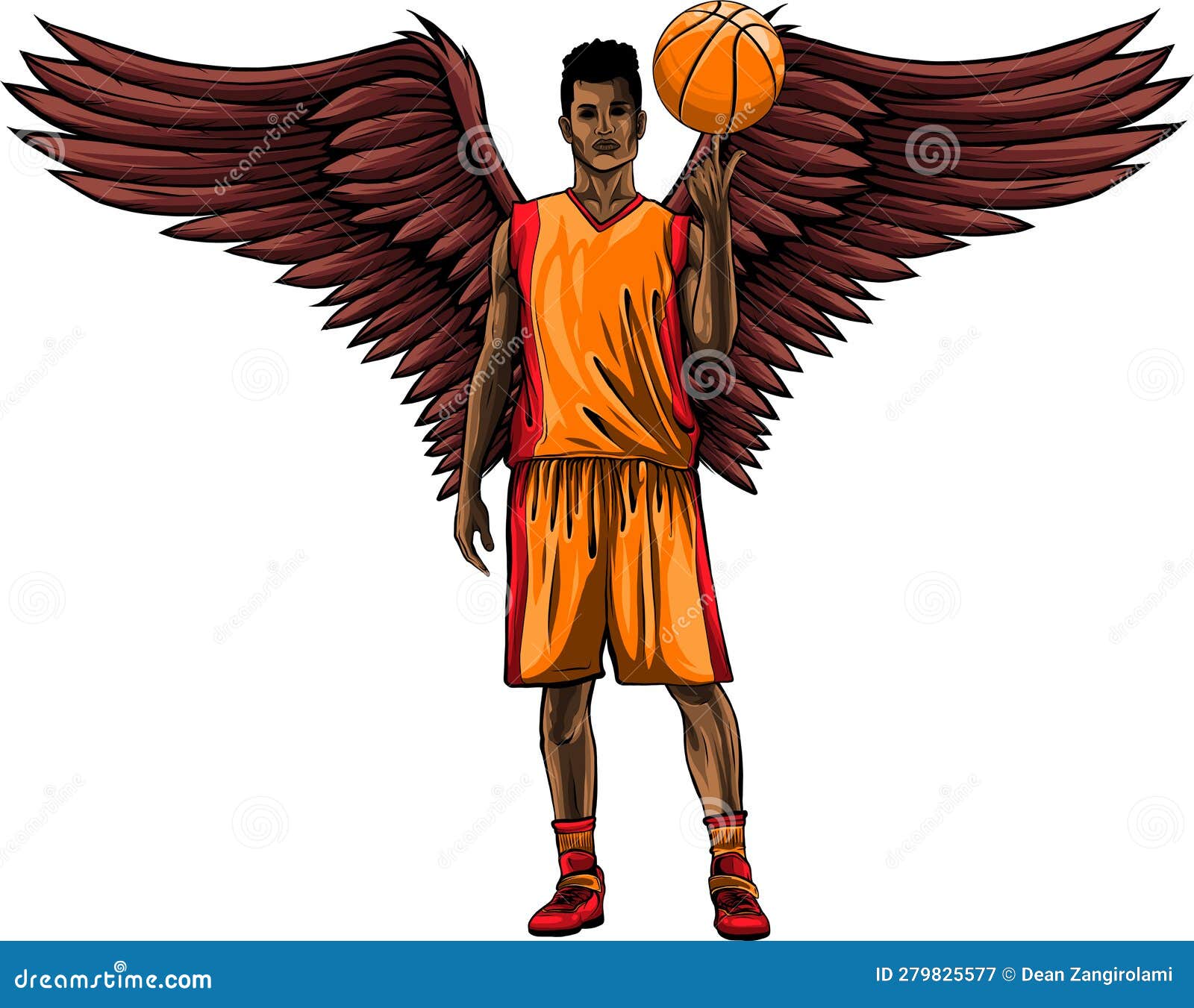 Vector Illustration of Basketball Player with Wing Stock Vector ...