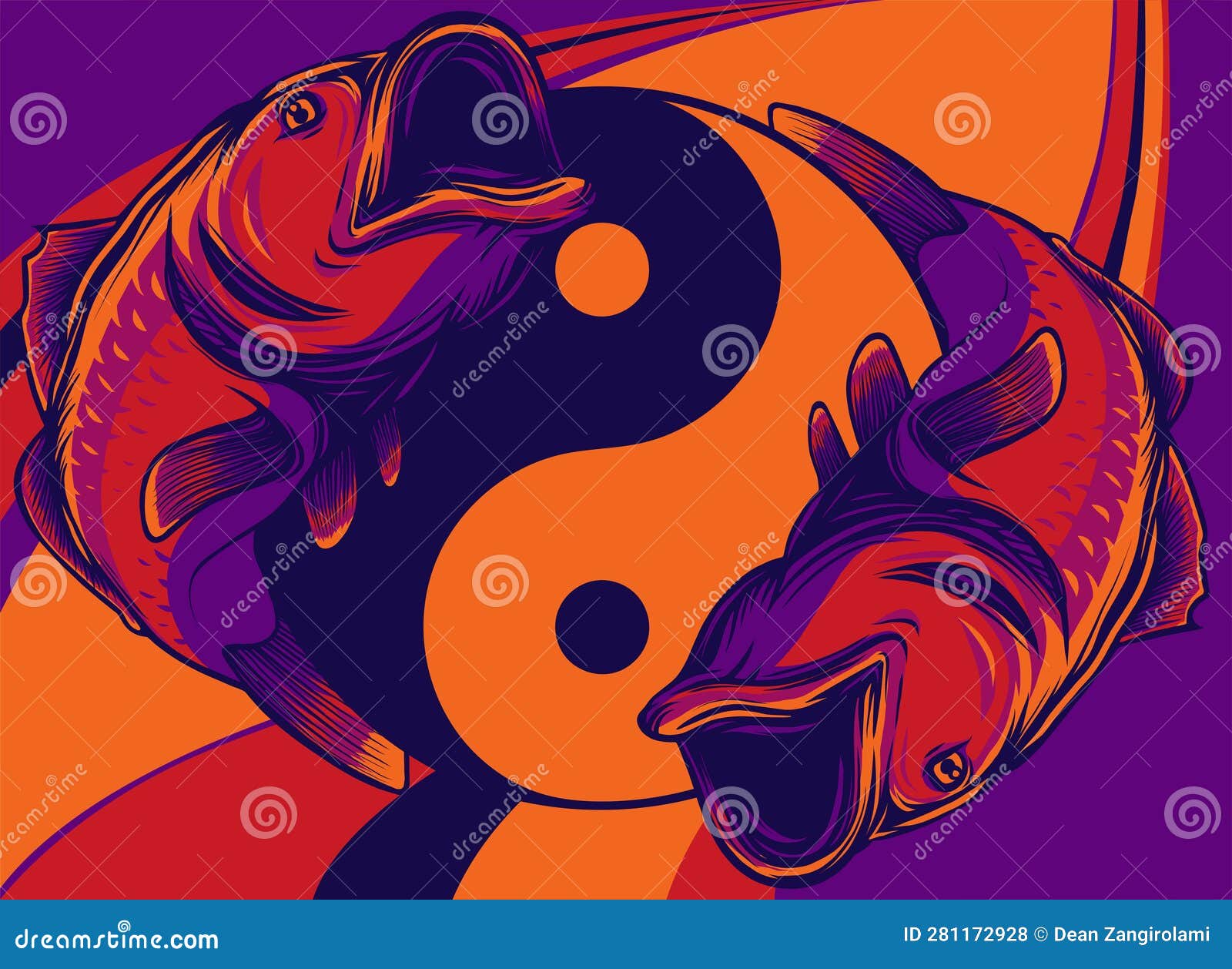Vector Illustration of Bass Fish in Colored Background Stock Vector ...