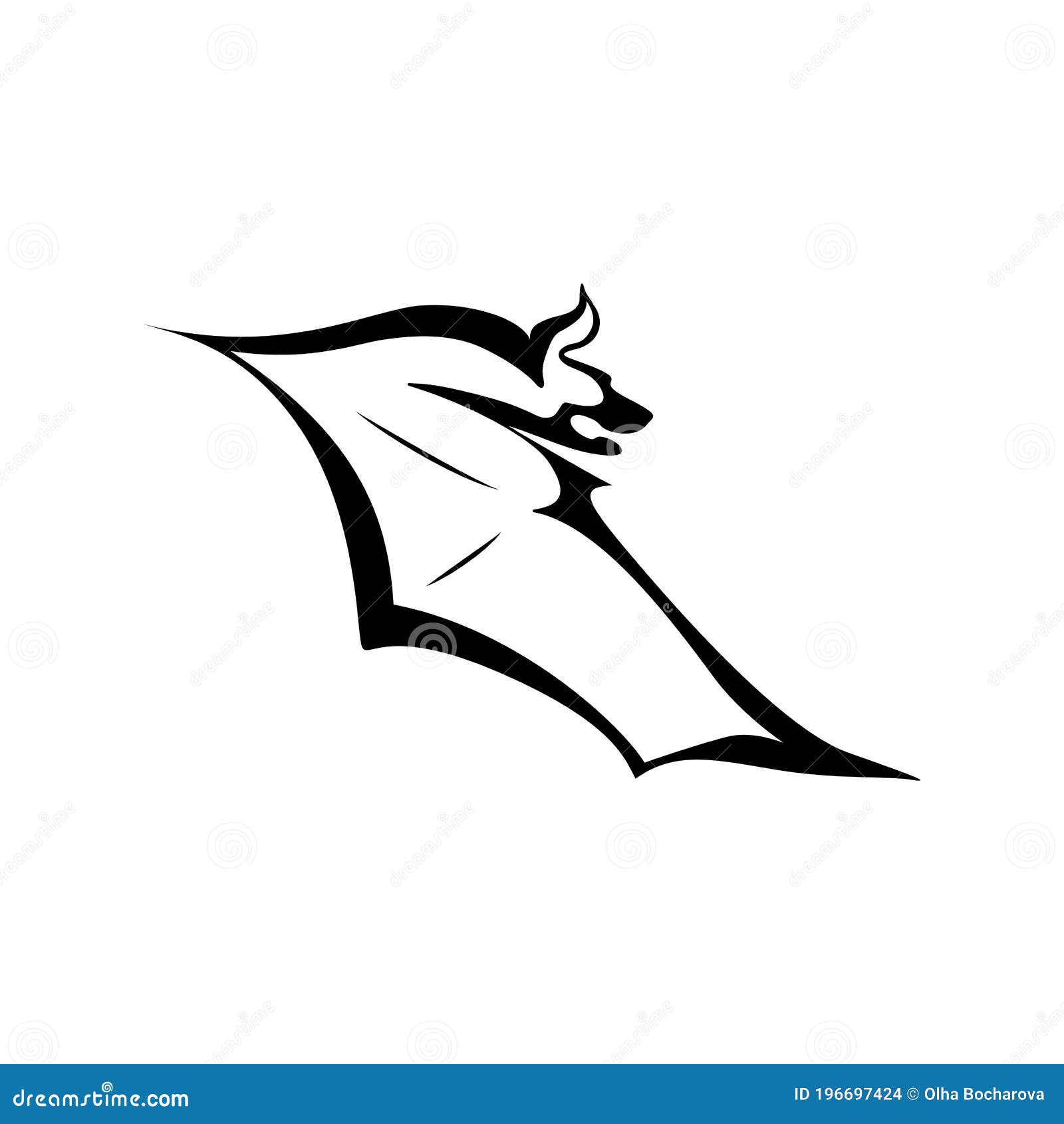 Vector Illustration of Bat Logotype. Simple Black and White Bat Stock ...