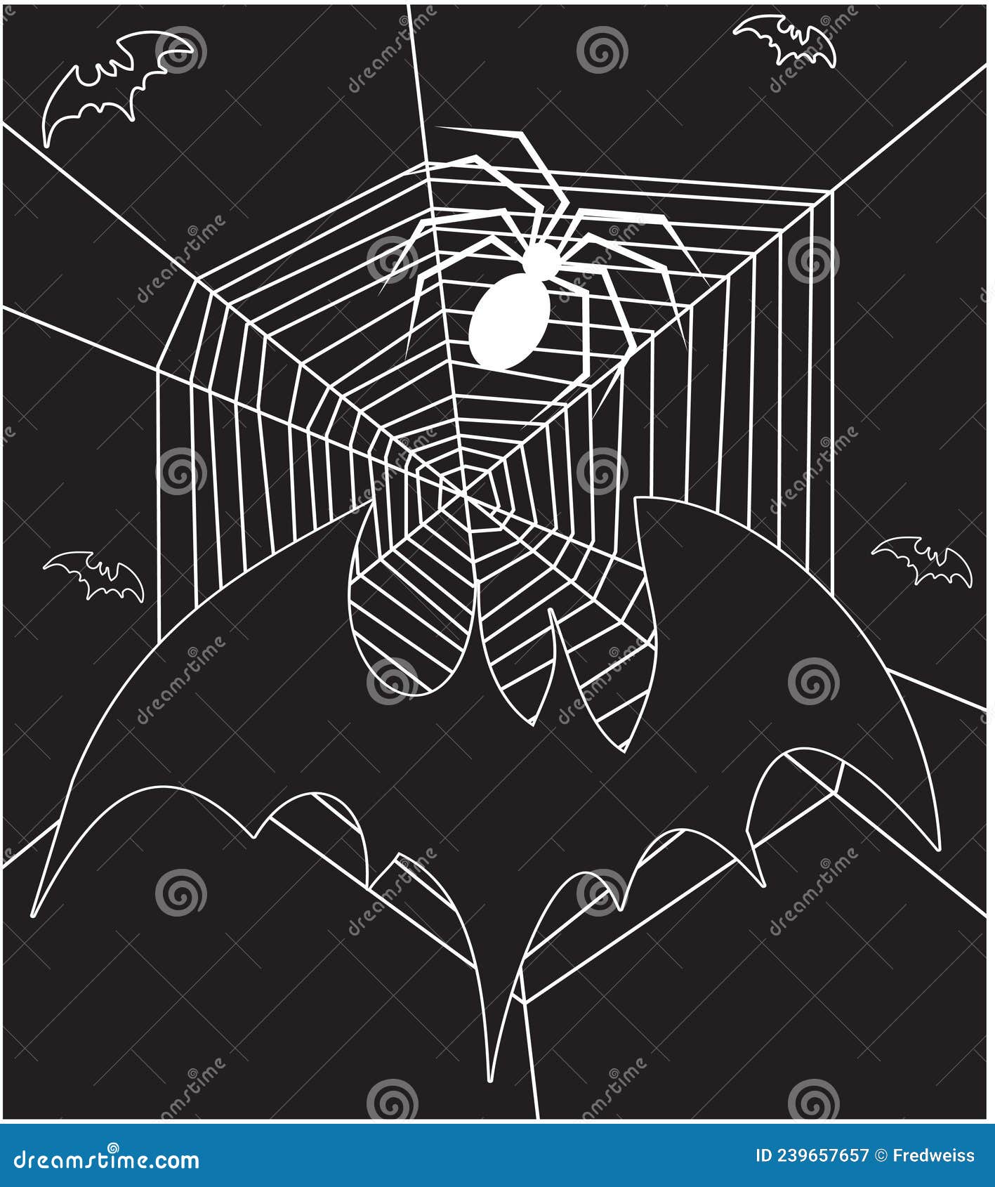 Bats and Spider Webs Vector Illustration Stock Vector - Illustration of ...