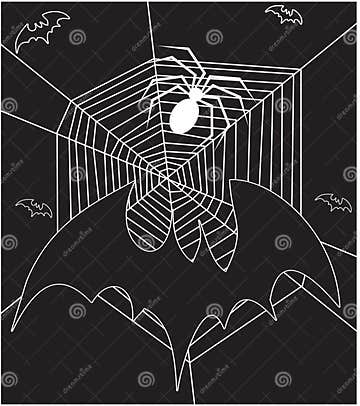 Bats and Spider Webs Vector Illustration Stock Vector - Illustration of ...