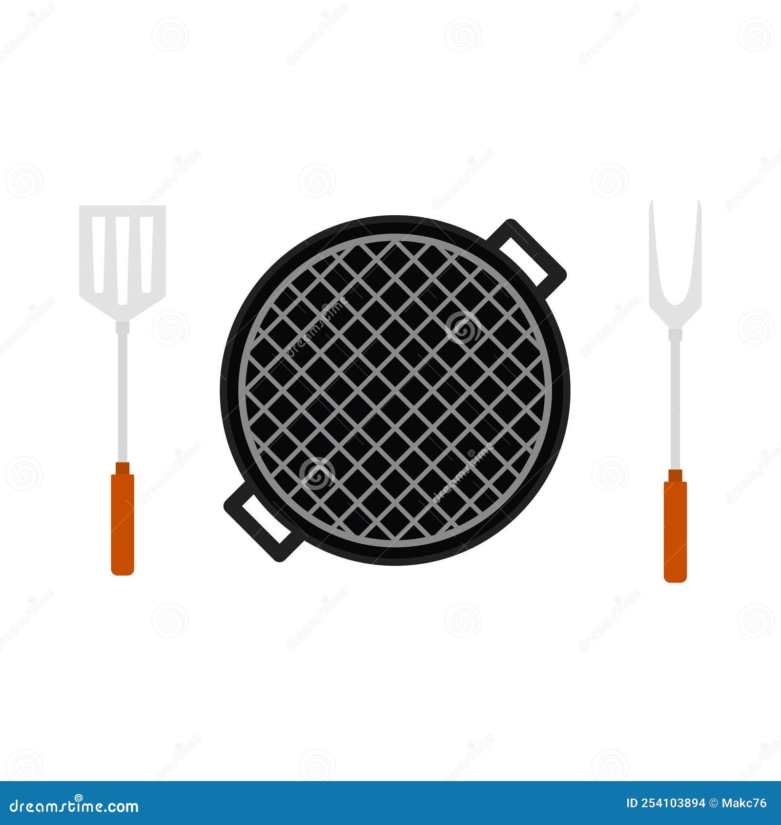 Vector Illustration with Bbq Grill, Fork and Spatula Stock Vector ...