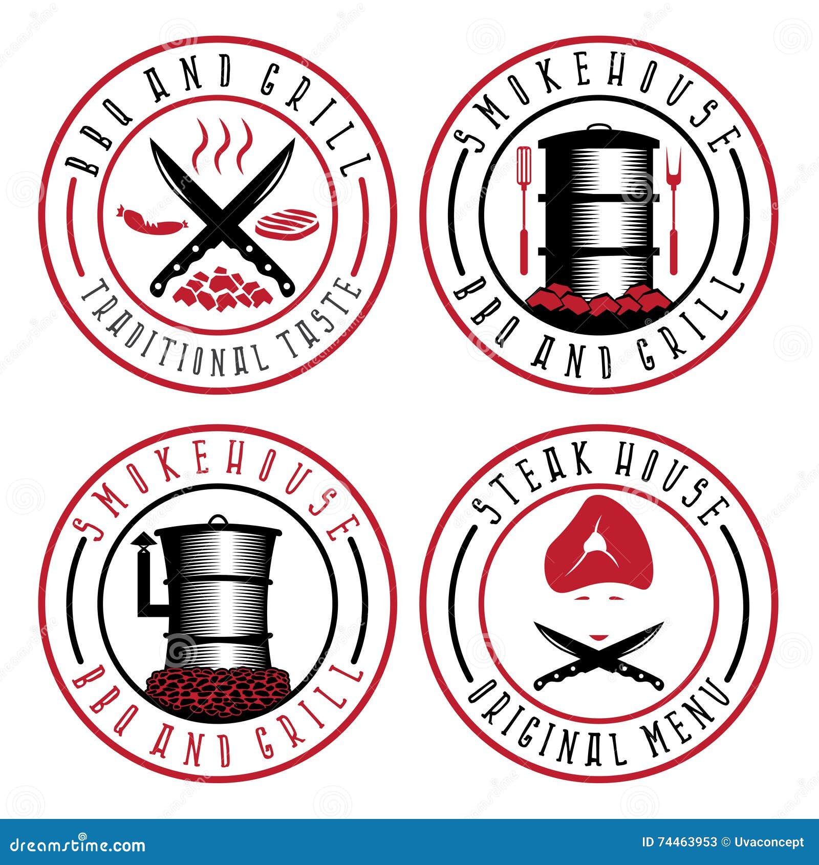 Vector Illustration of BBQ , Steakhouse and Smokehouse Label Stock ...