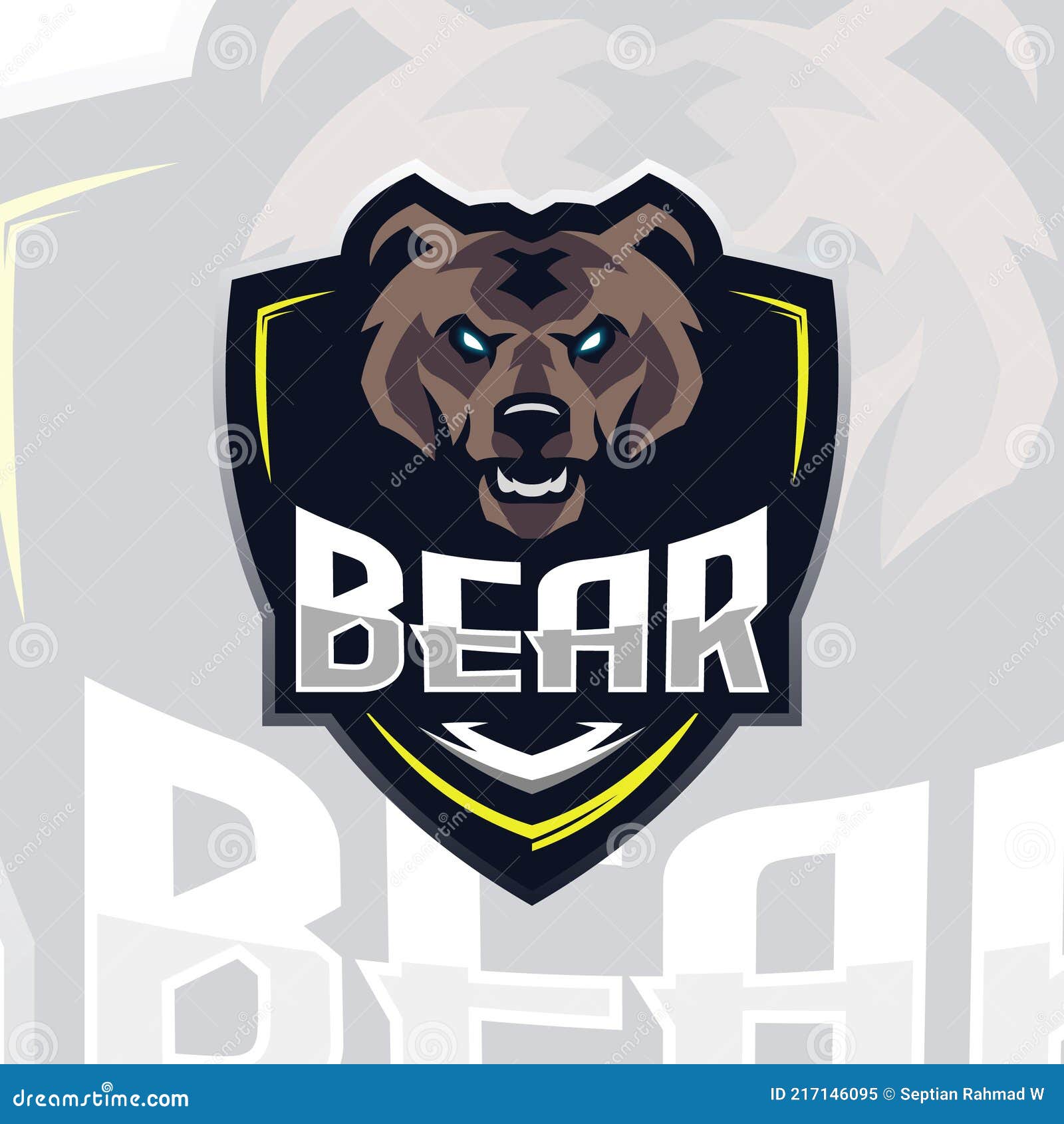Vector Illustration Head Bear with Shield Logo Esport for Teammate ...