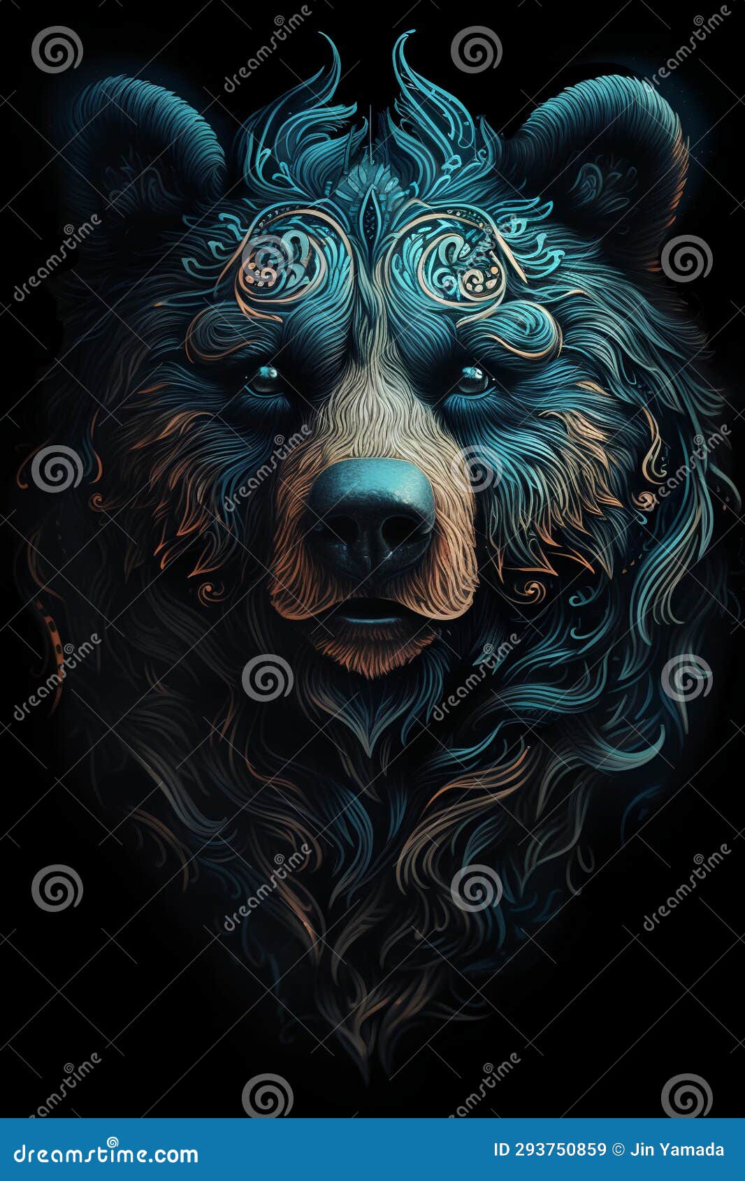 Vector Illustration of a Bear in the Style of Boho. Hand-drawn ...