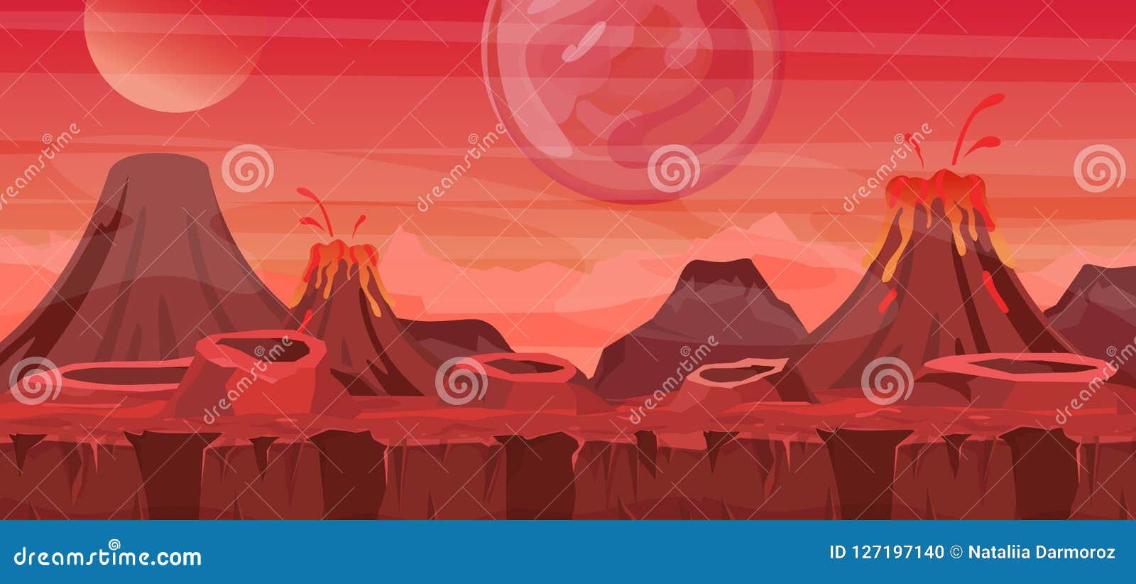 Vector Illustration of Beautiful Alien Landscape. Cool Another World ...
