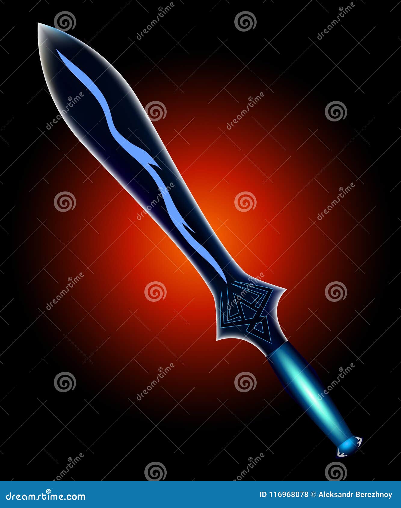 Blue sword acute blade stock vector. Illustration of blue - 116968078