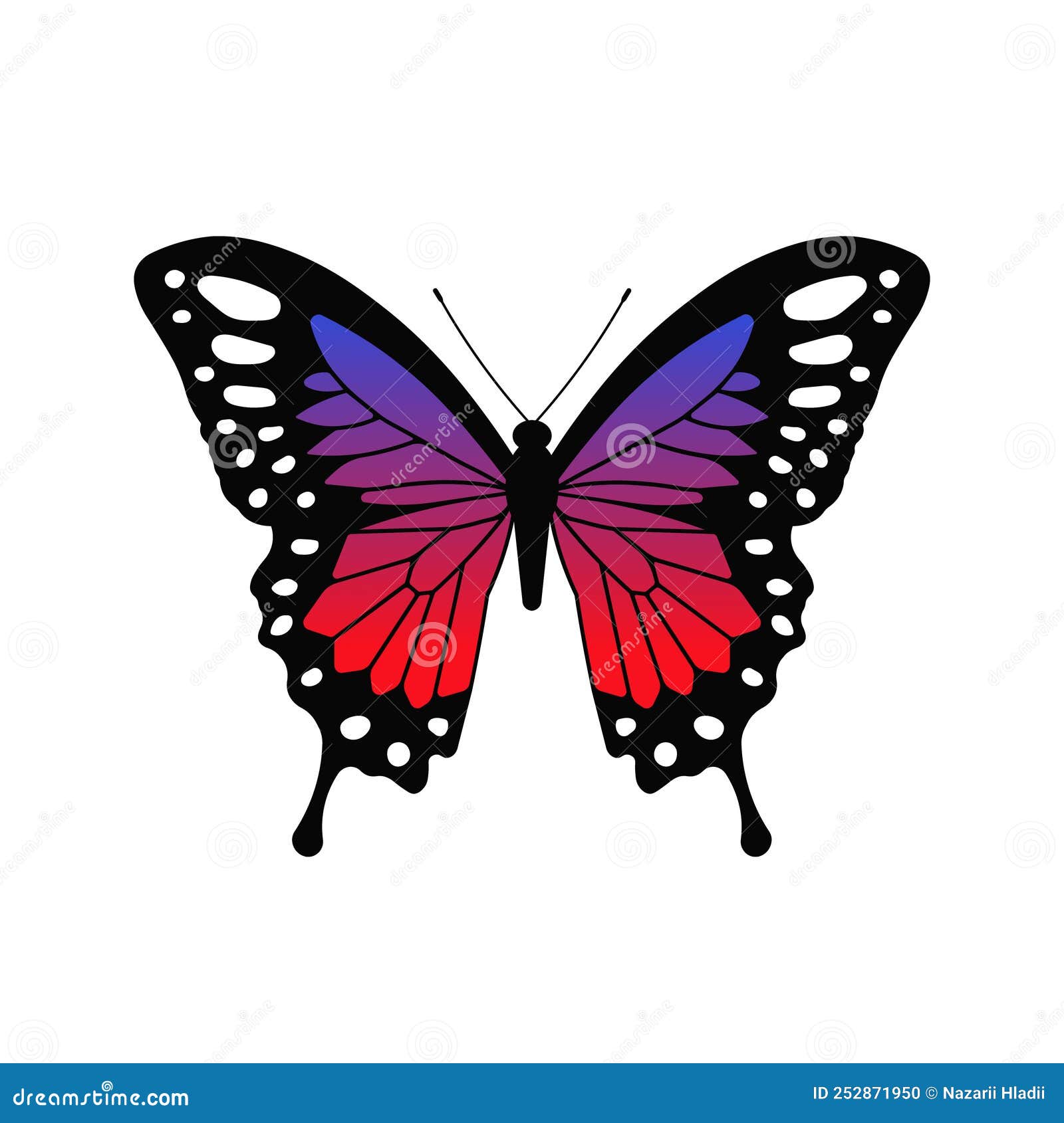 Vector Illustration of Beautiful and Bright Red Butterfly. Stock Vector ...