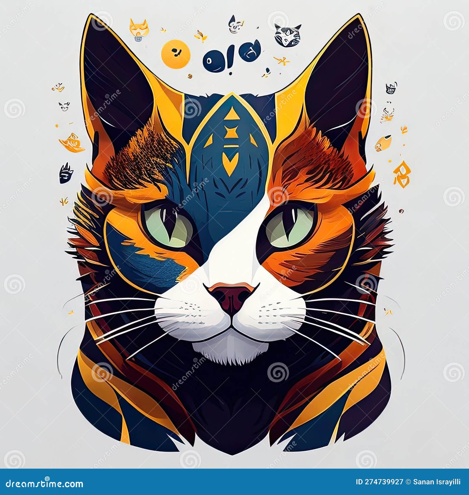 Vector Illustration of a Beautiful Cat Face. Vector Illustration Stock ...