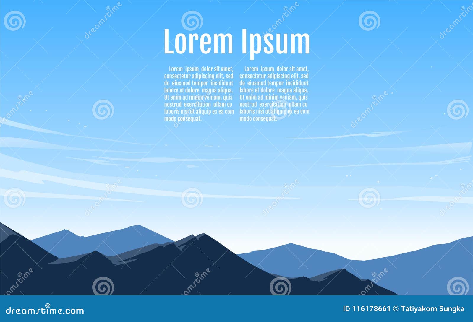 Vector Illustration of Clear Sky with Blue Mountain. Stock Illustration ...