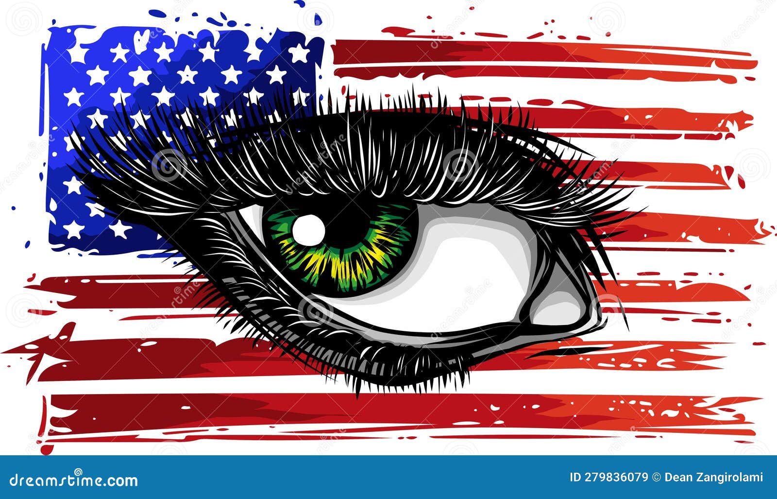 Vector Illustration Of Beautiful Eye With American Flag Royalty-Free ...