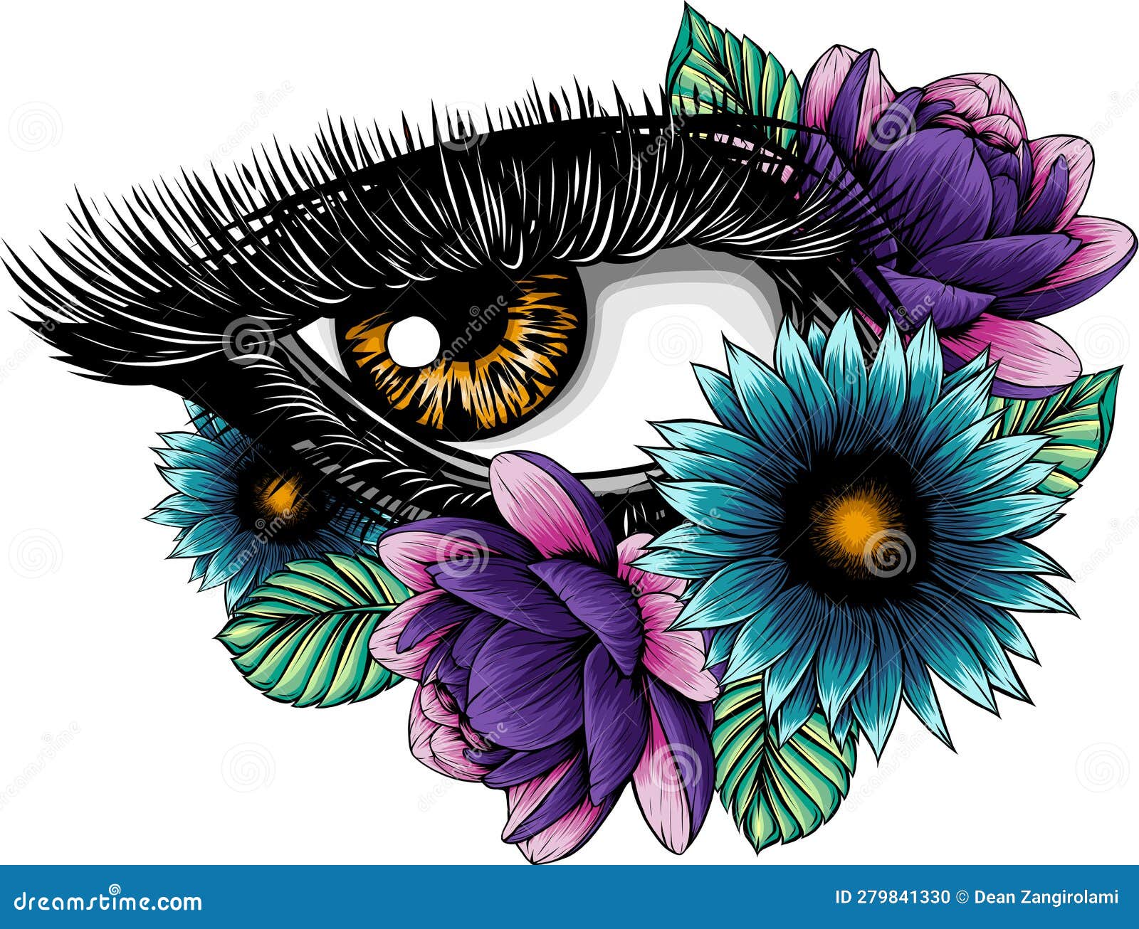 Vector Illustration of Beautiful Eye with Flower Stock Vector ...