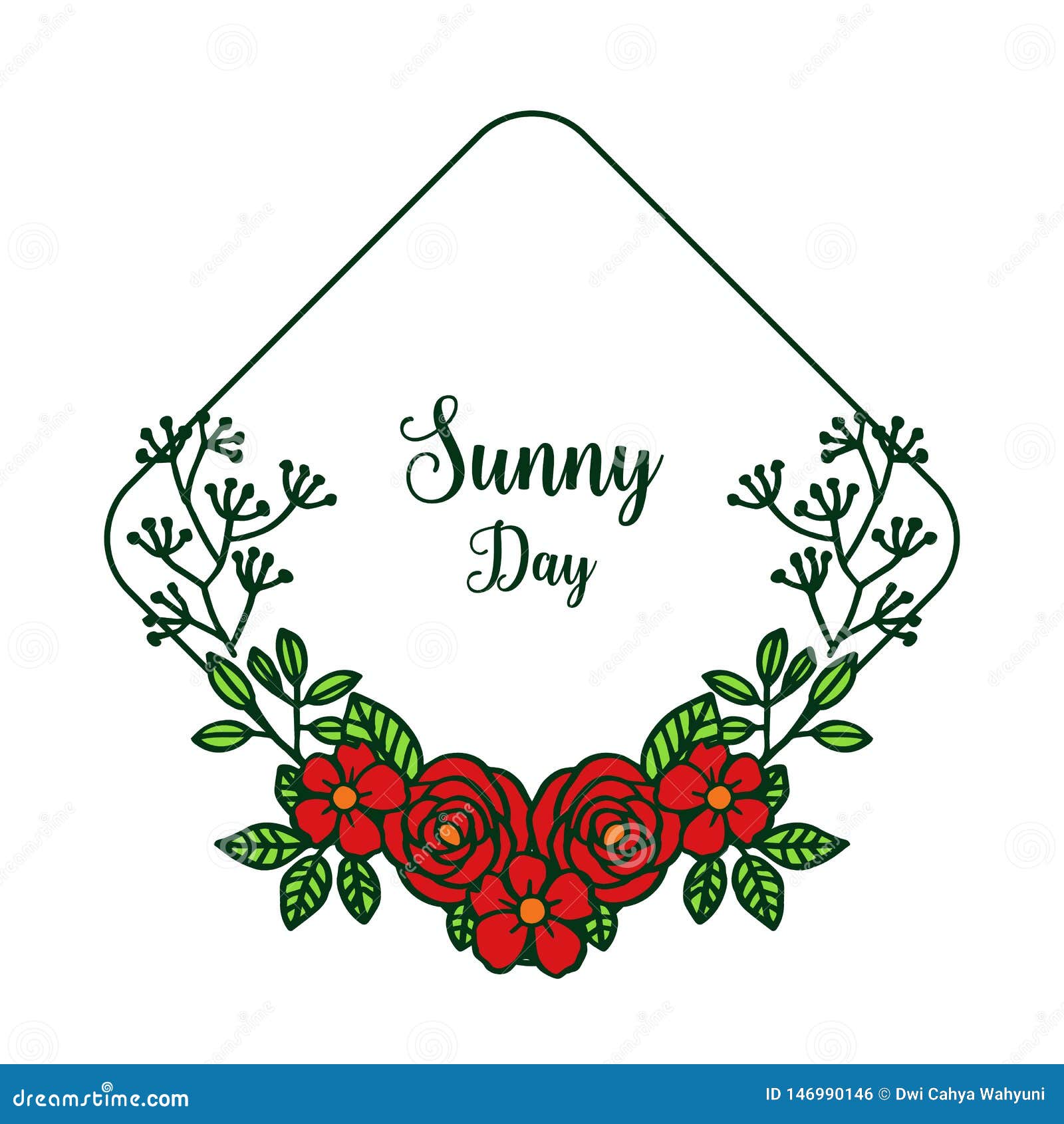 Vector Illustration Beautiful Flower Frame with Drawing Sunny Day Stock ...