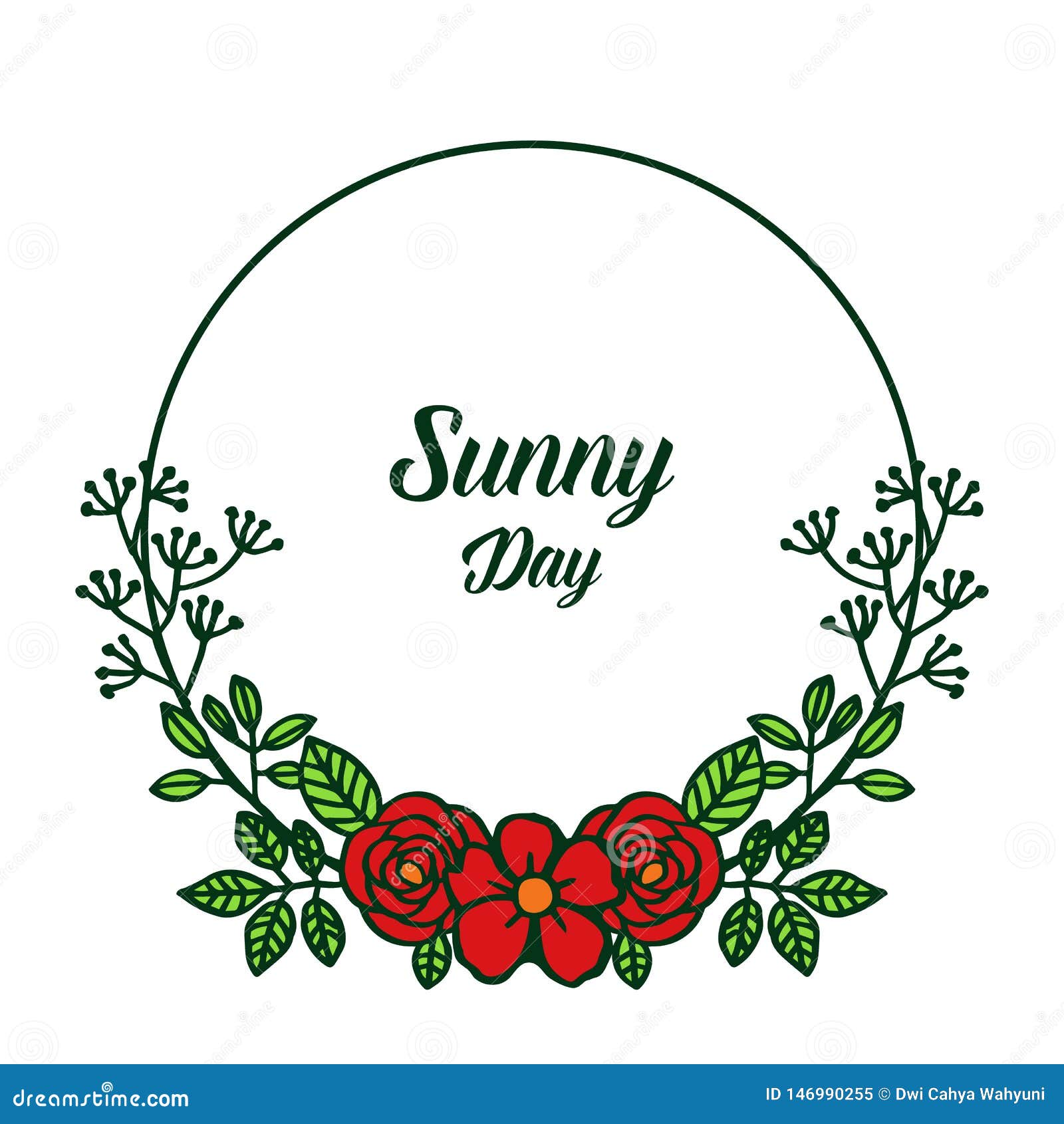 Vector Illustration Beautiful Flower Frame with Drawing Sunny Day Stock ...