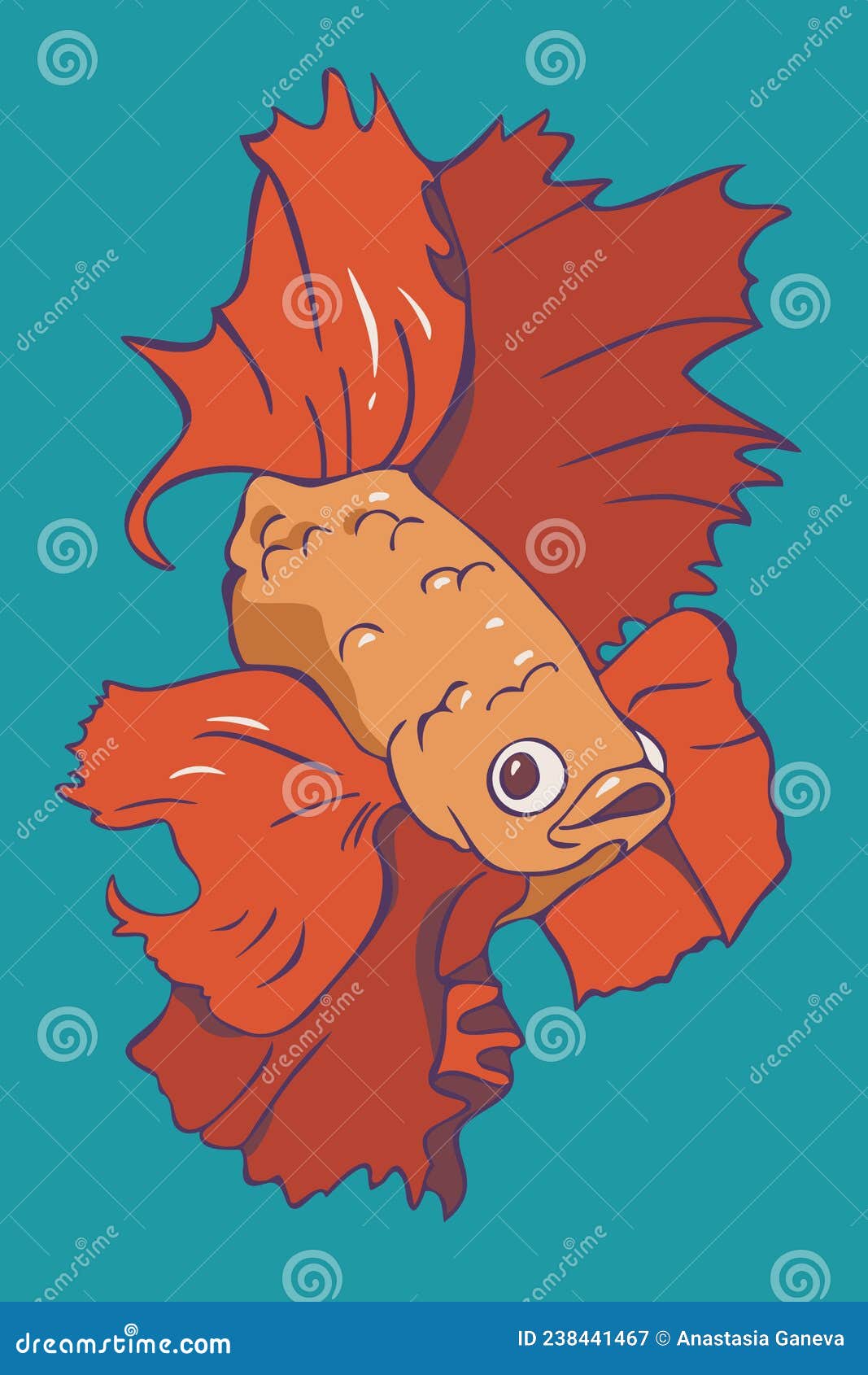 Vector Illustration of Beautiful Red Fish. Stock Vector - Illustration ...