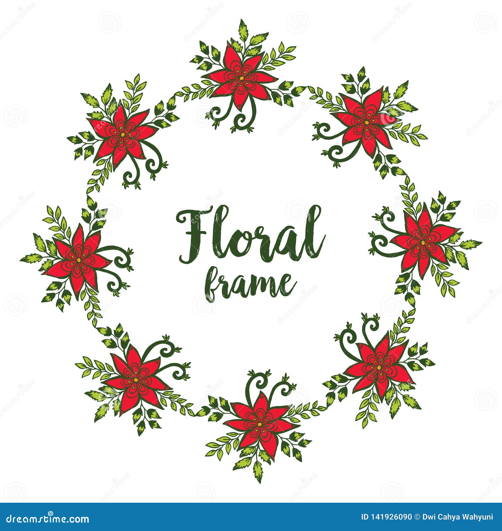 Vector Illustration Beautiful Red Flower Frame Decor Stock Vector ...