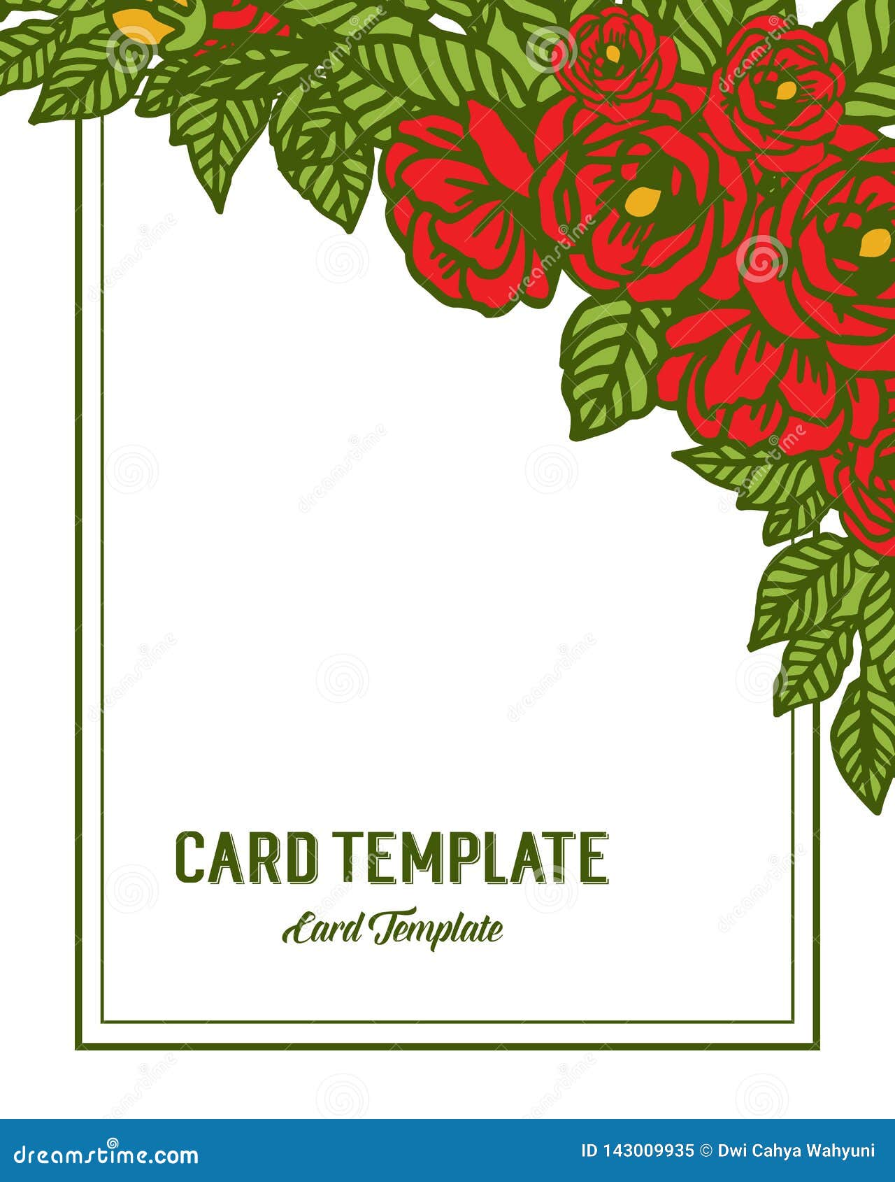 Vector Illustration Beautiful Red Rose Wreath Frame with Writing of ...