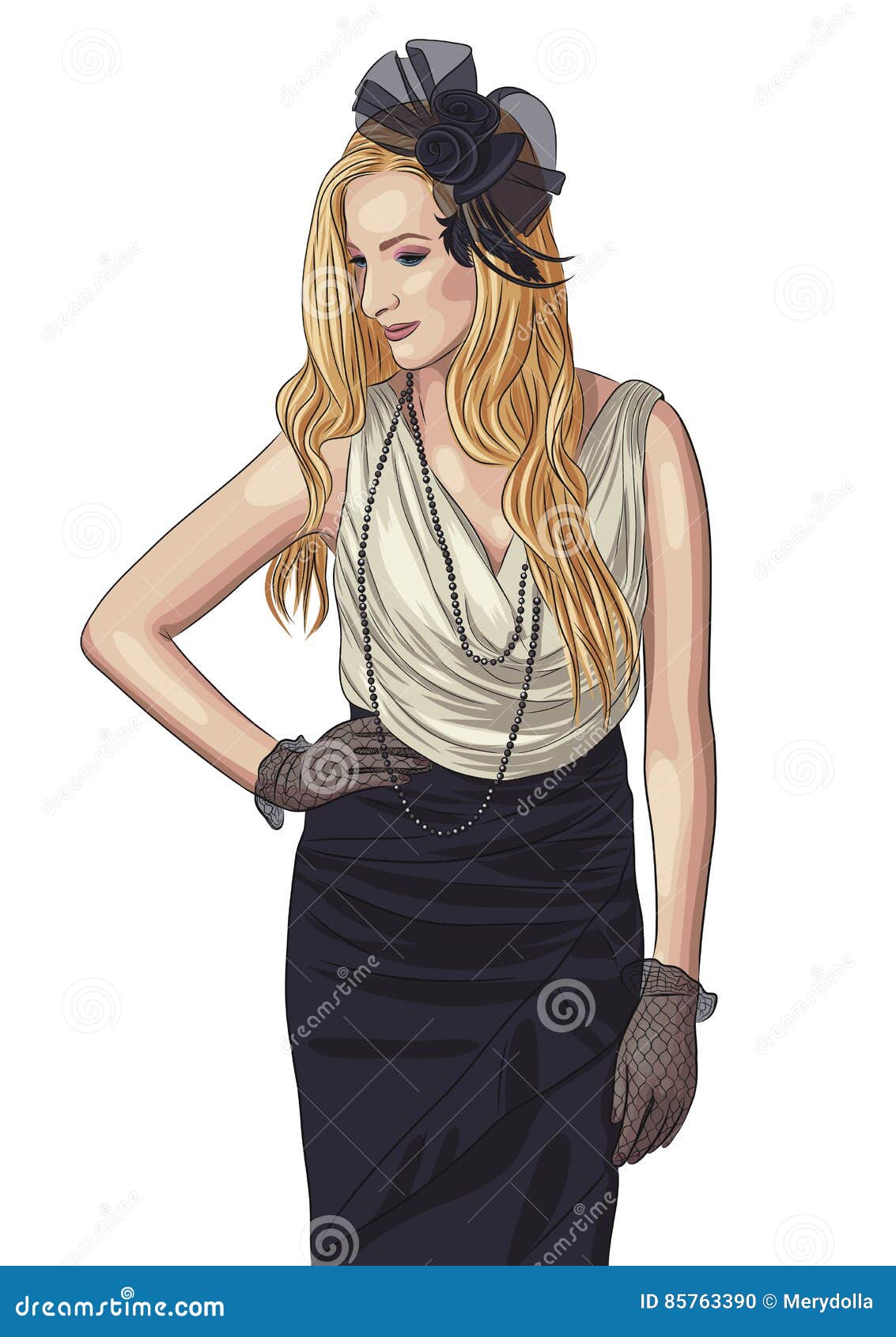 Vector Illustration of a Beautiful Retro Woman Stock Vector ...