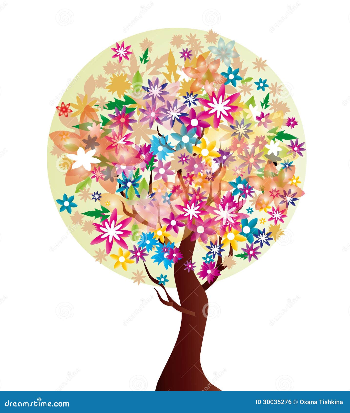 Flower tree stock vector. Illustration of blossom, artwork - 30035276