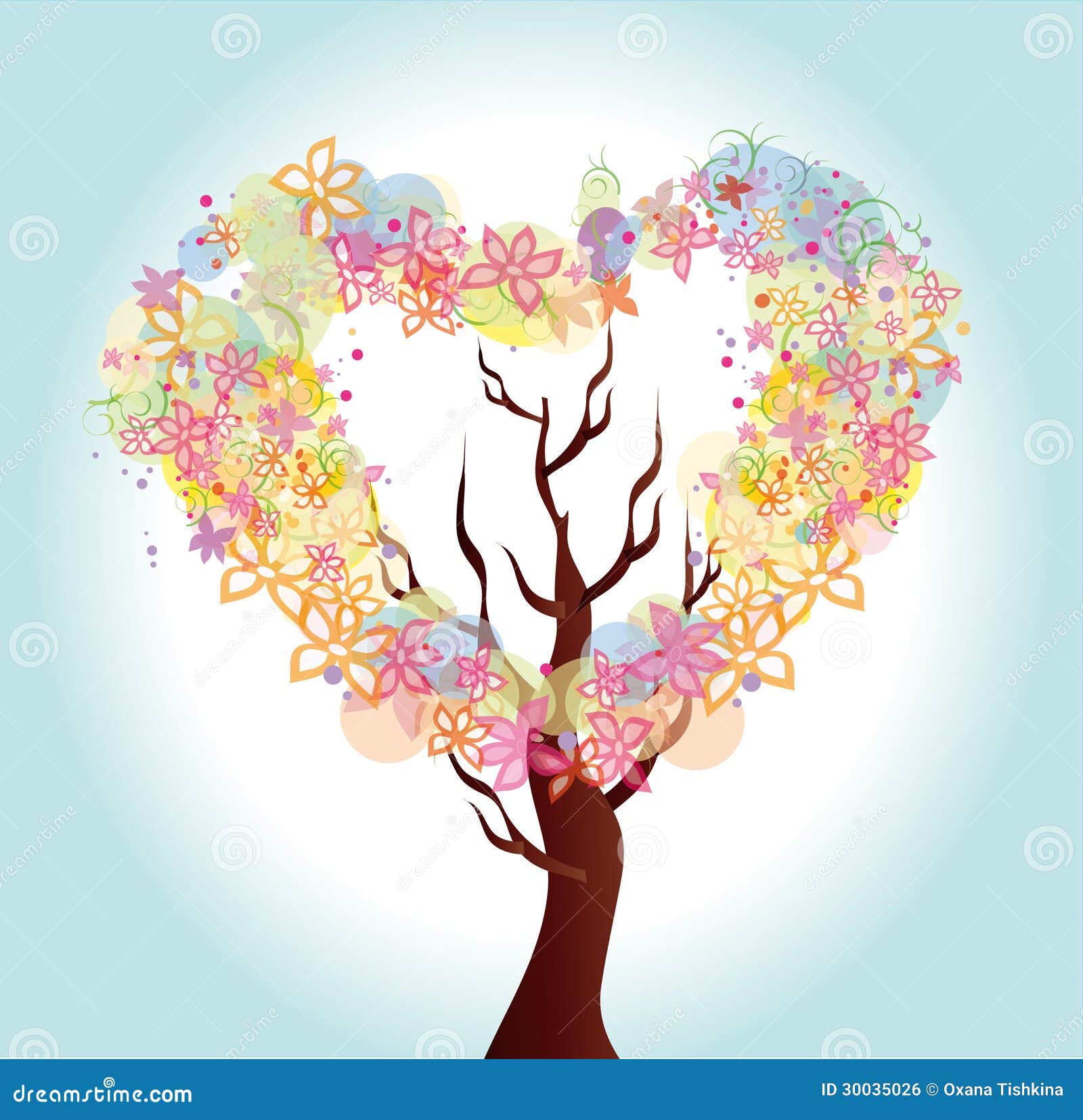 Flower heart tree stock vector. Illustration of heart - 30035026
