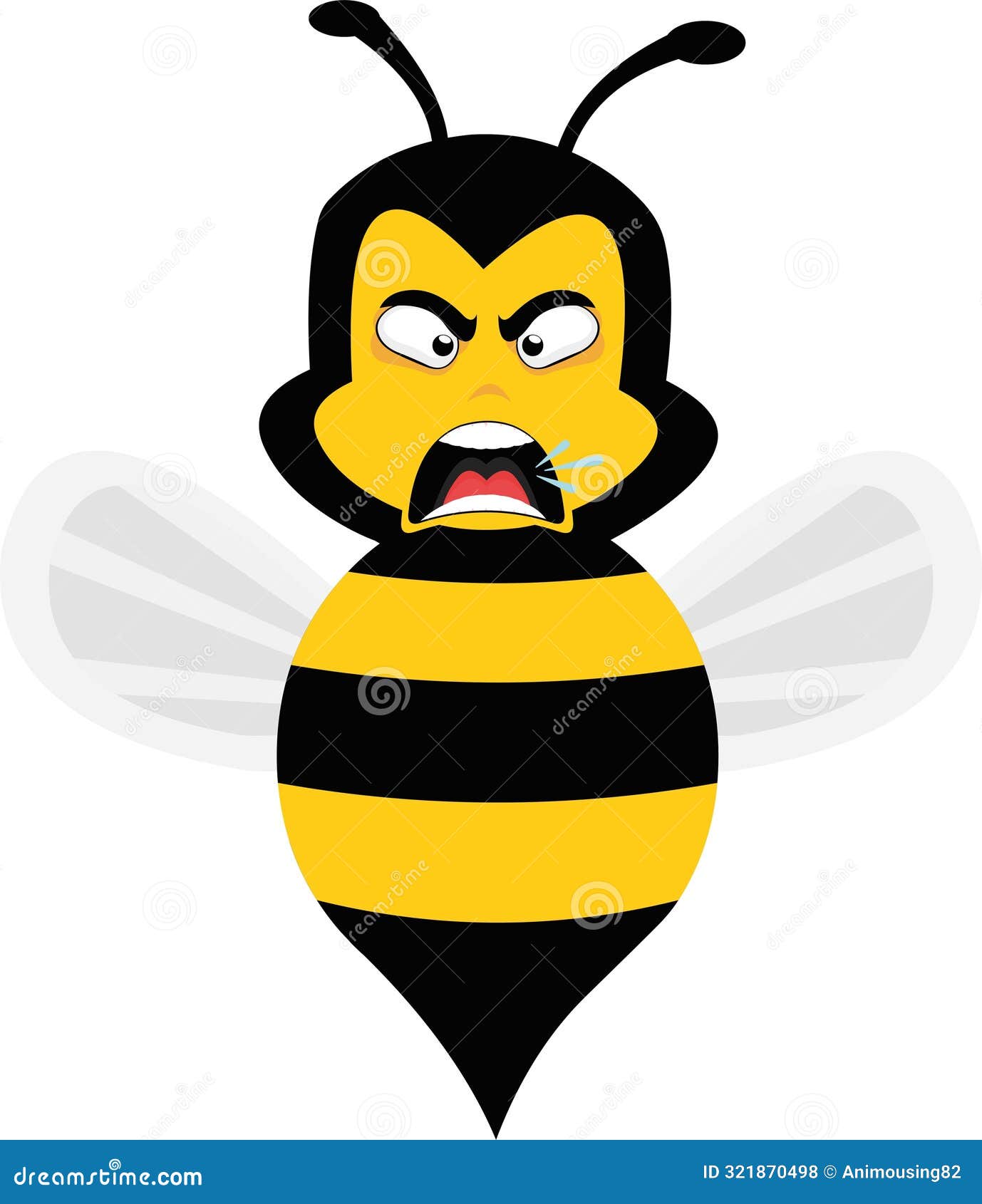 Bee Cartoon Scream Angry Expression Stock Vector - Illustration of ...
