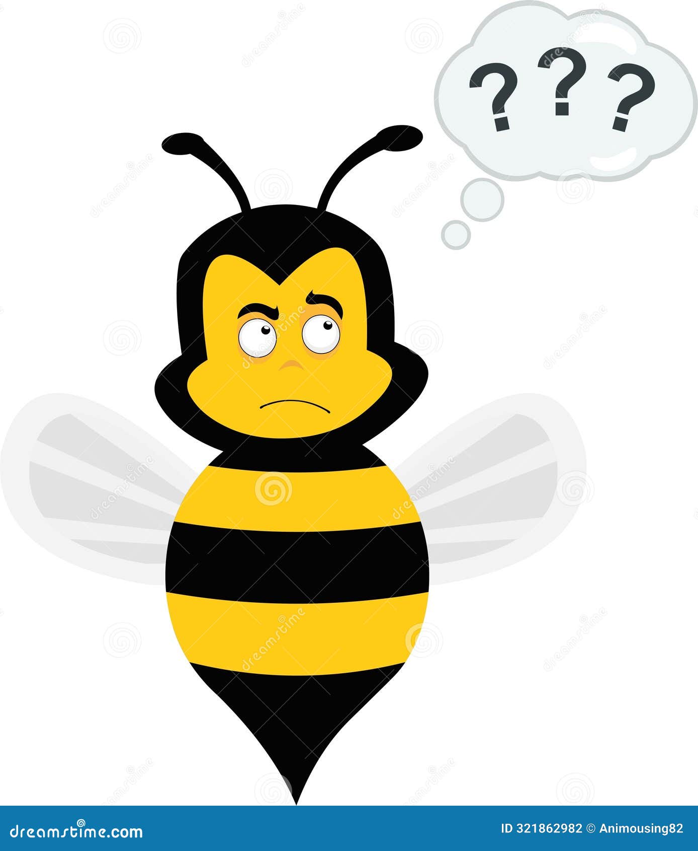 Bee Thinking Cloud Thought Question Marks Stock Vector - Illustration ...