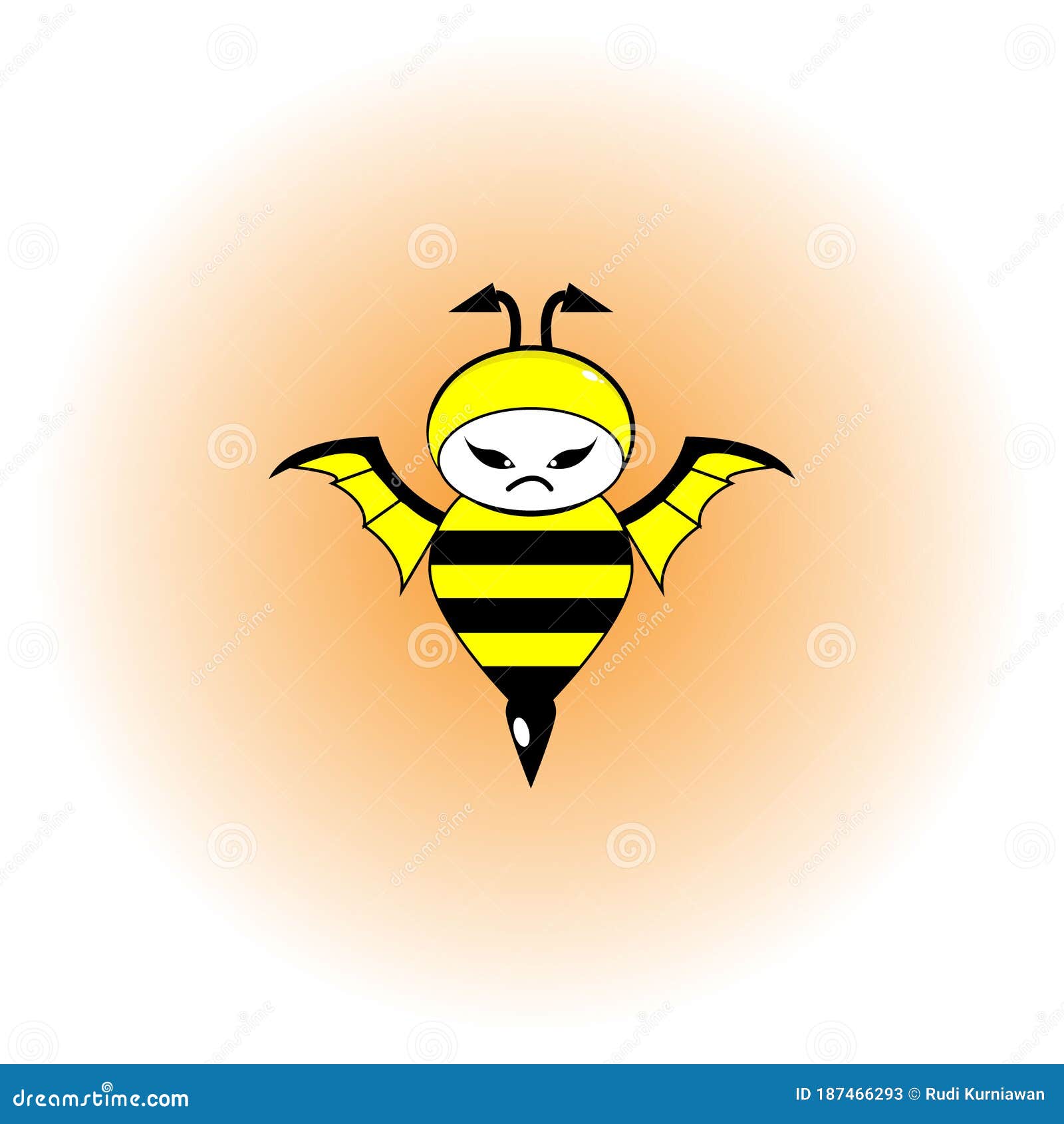 Vector Illustration of Bee with Devil`s Wings Stock Vector ...