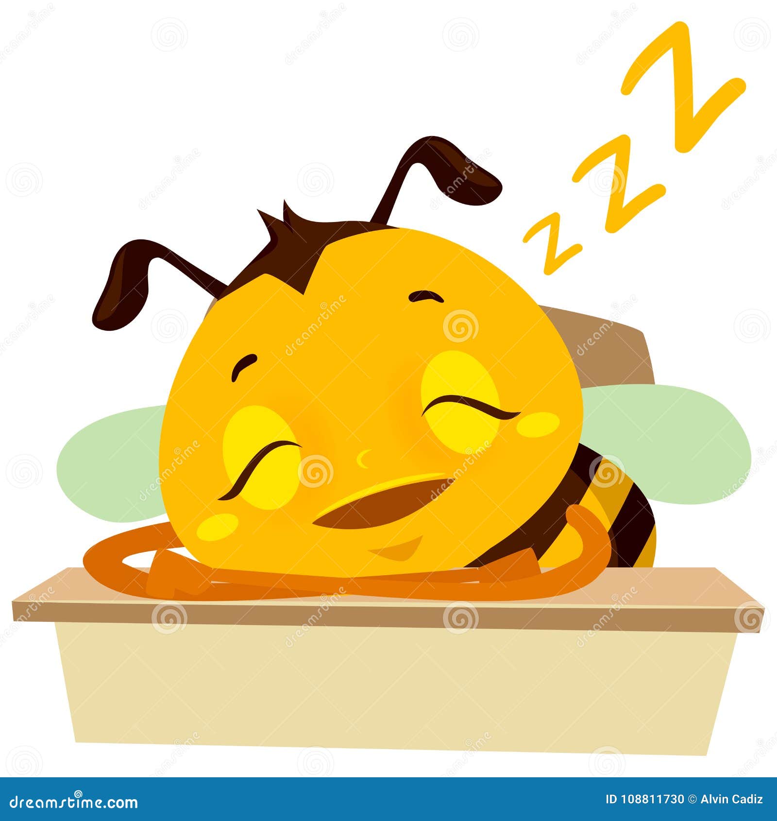 Vector Illustration of Bee Sleeping on the Table Stock Vector ...