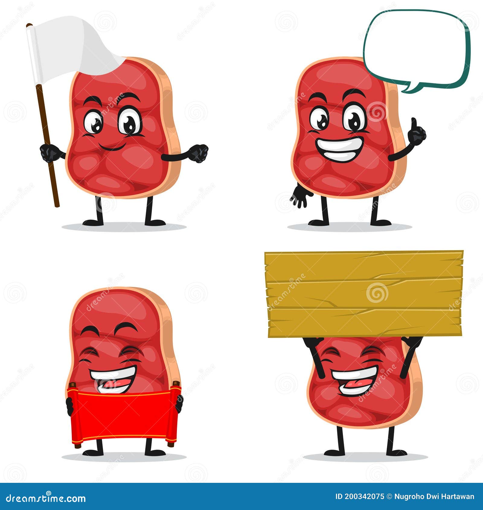 Vector Illustration of Beef Character or Mascot Stock Vector ...