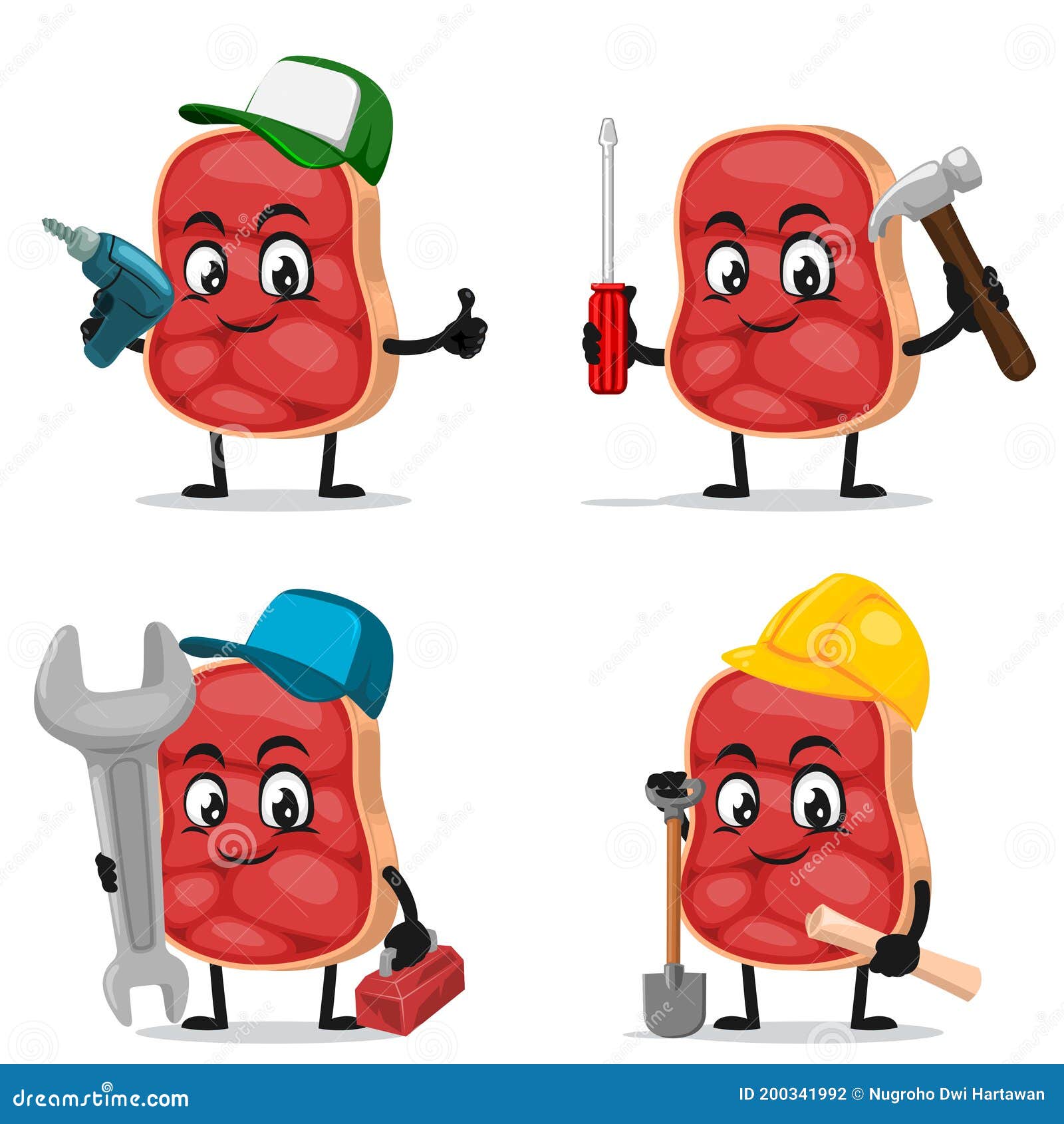 Vector Illustration of Beef Character or Mascot Stock Vector ...