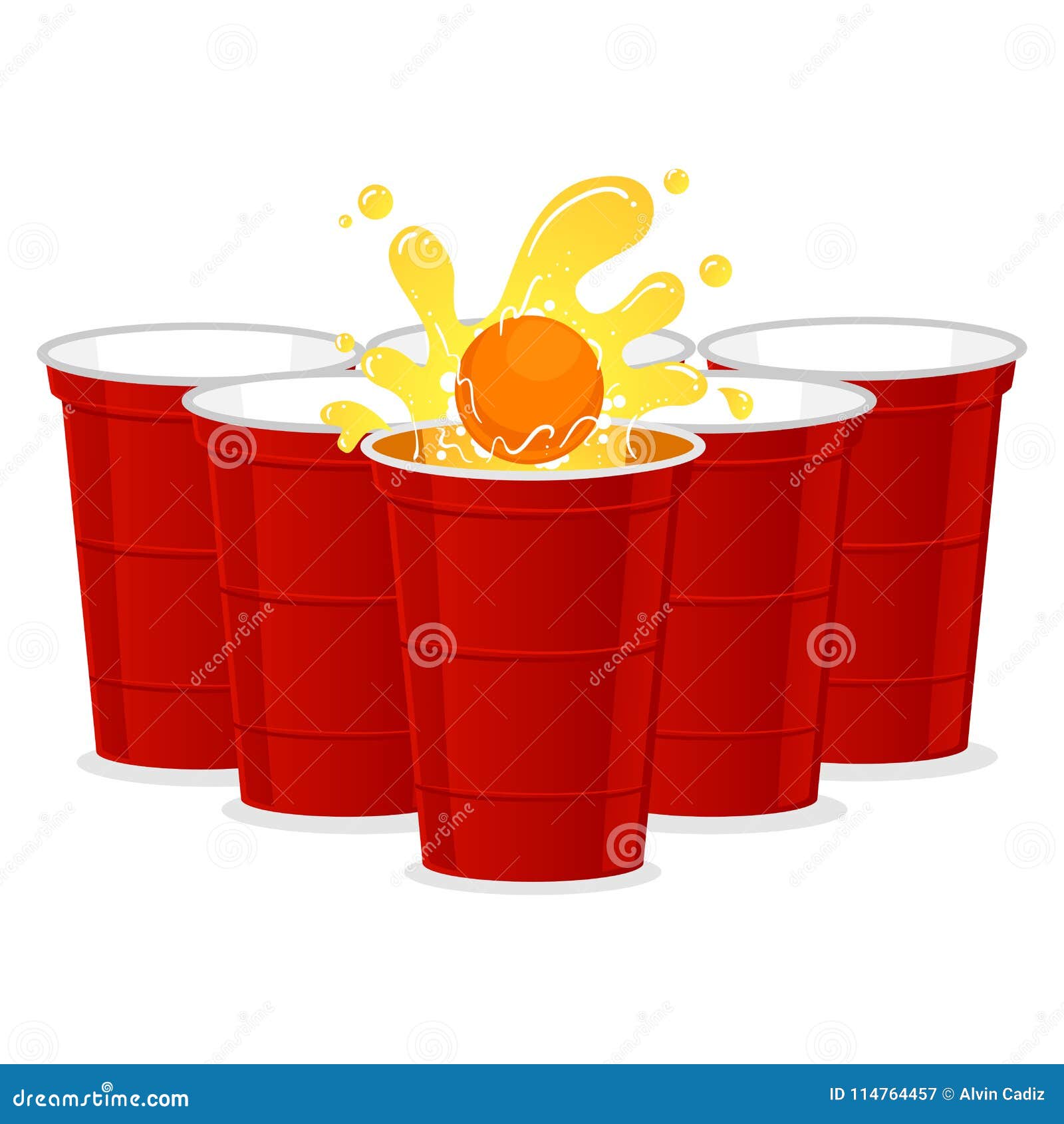 Vector Illustration of Beer Pong Set with Ball Splash Stock Vector ...