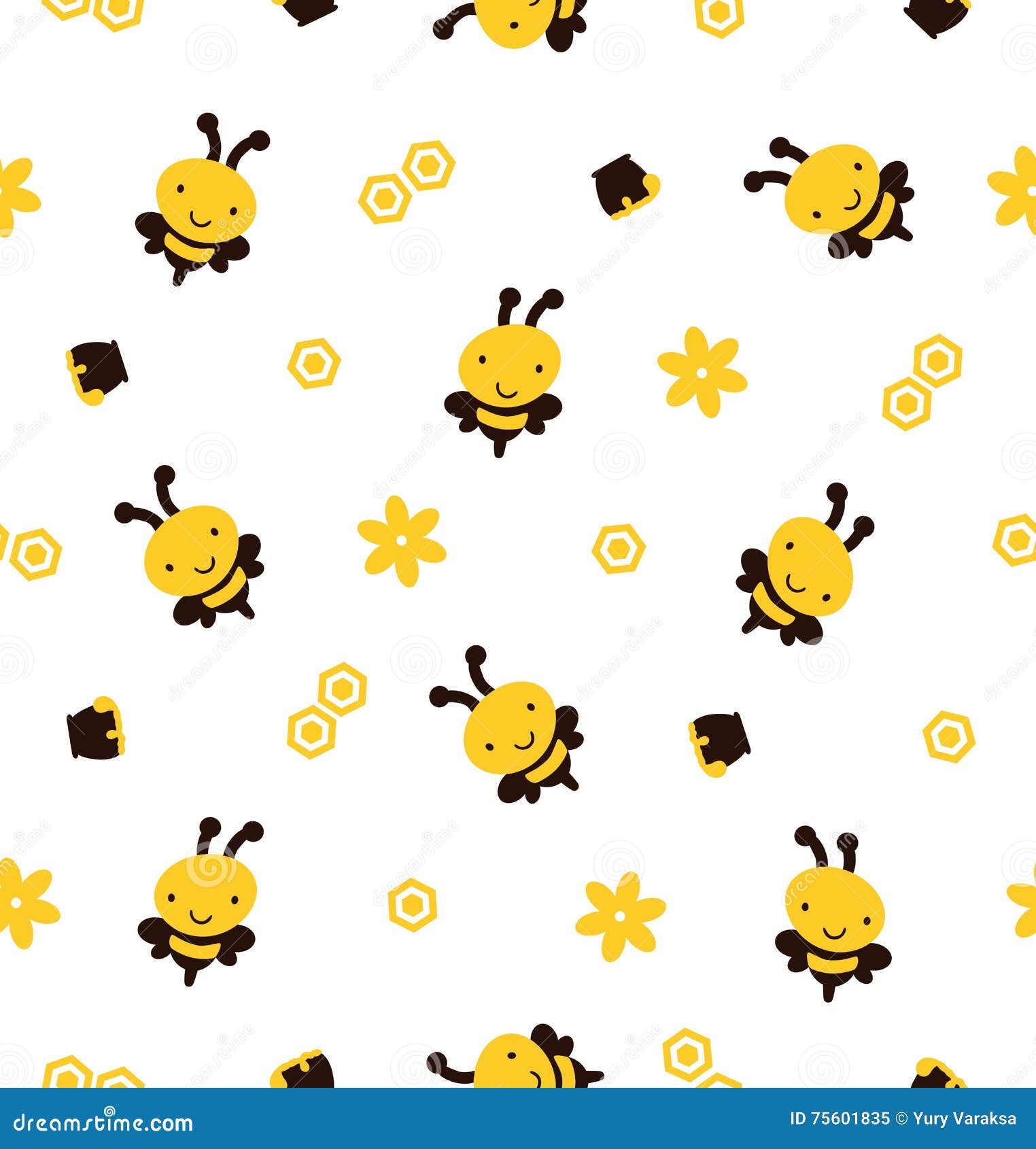 Vector Illustration of Bees, Seamless Background Stock Vector ...
