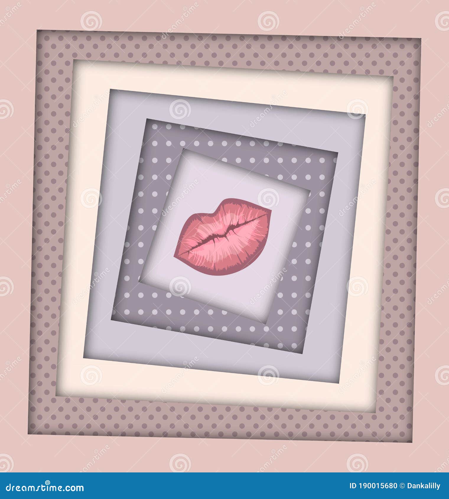 Abstract Beige Colored Image of Lips and Frames Stock Vector ...