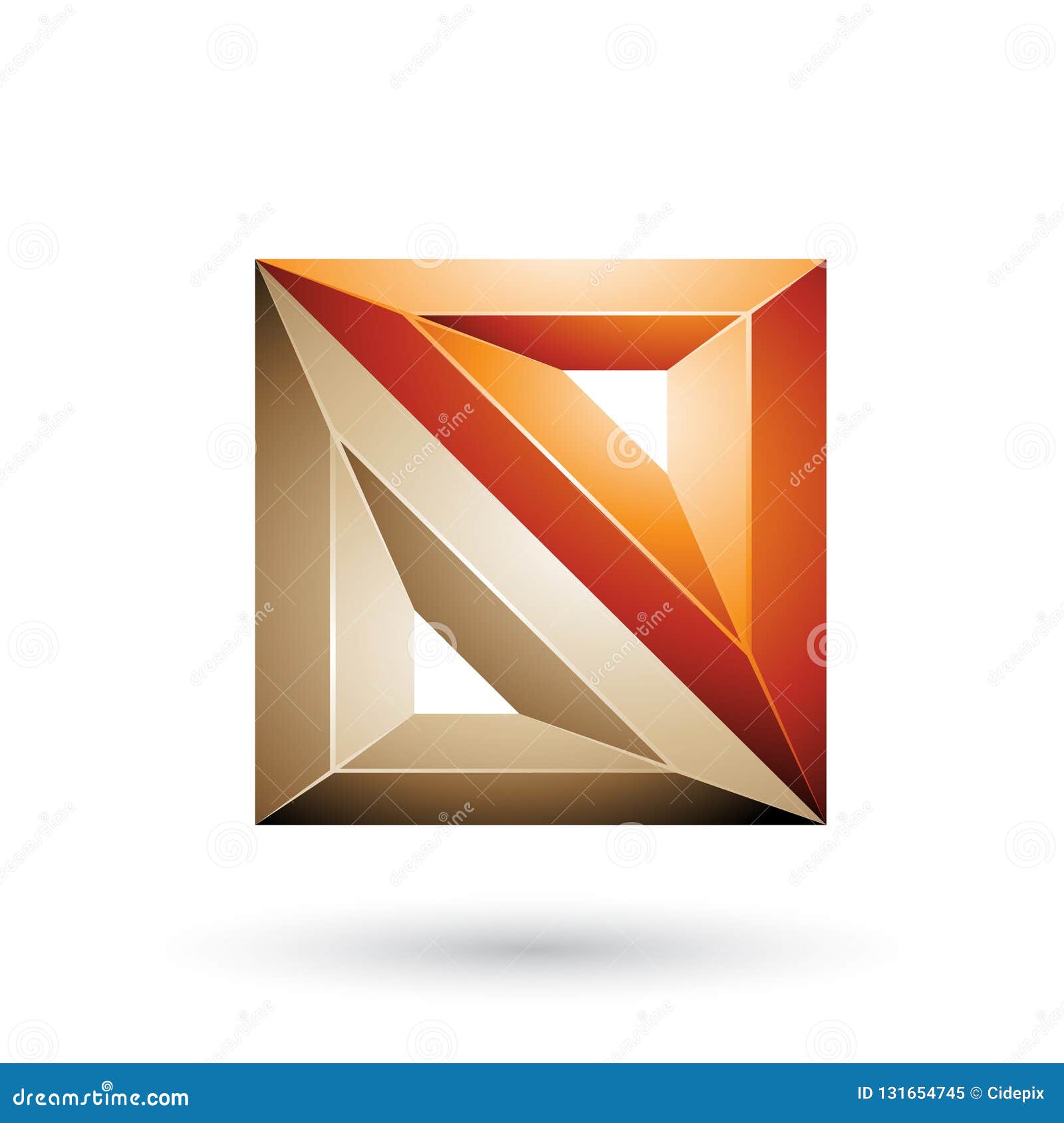 Beige and Orange 3d Geometrical Embossed Triangles and Square Shape ...