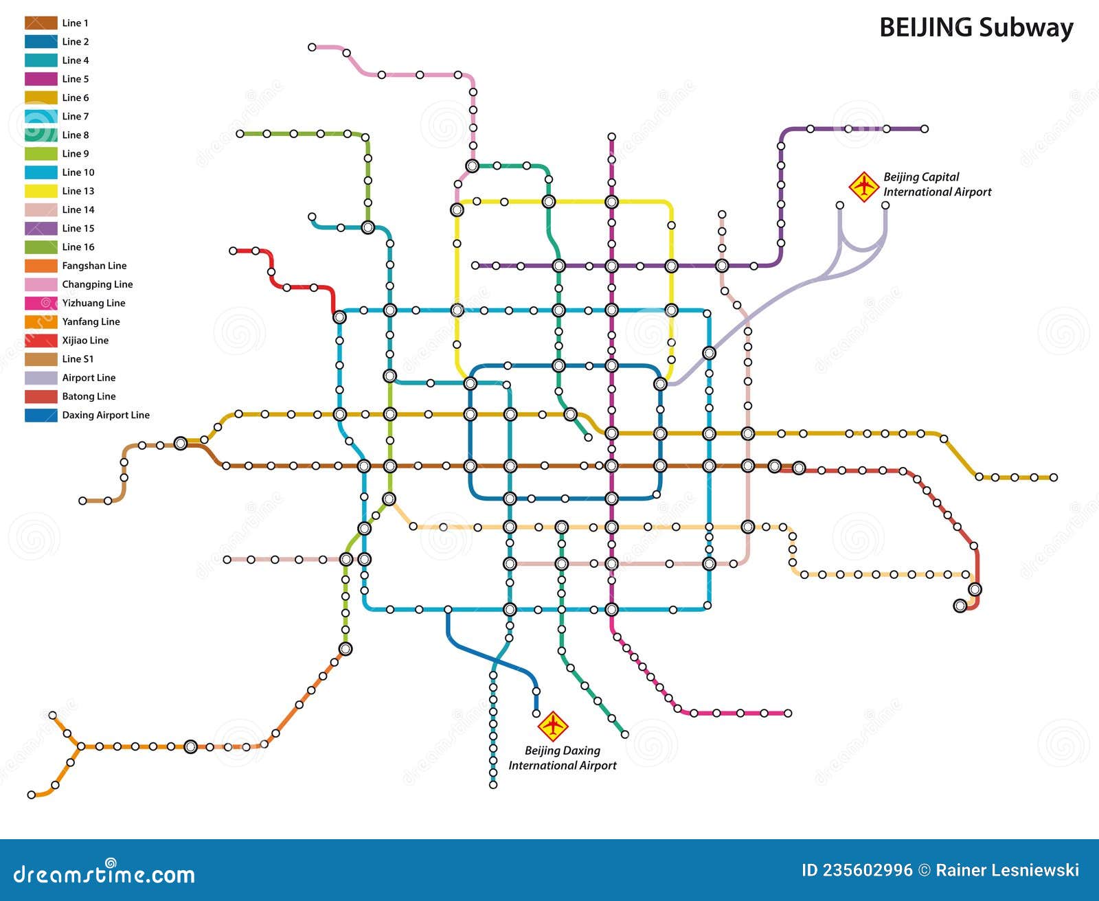 Vector Illustration of the Beijing Subway Map, China Stock Vector ...