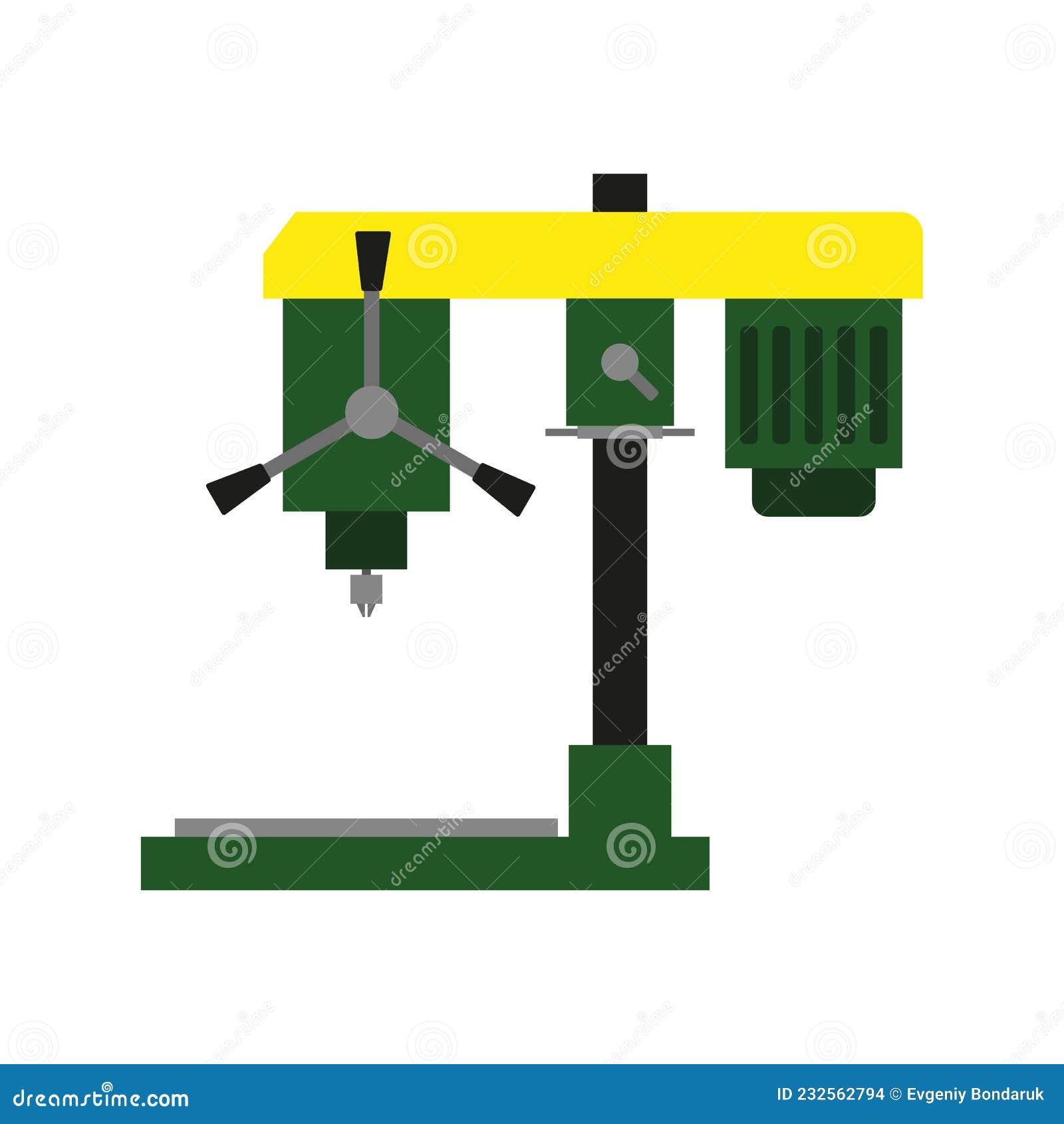 Vector Illustration of Bench Drill. Industrial Equipment Stock Vector ...