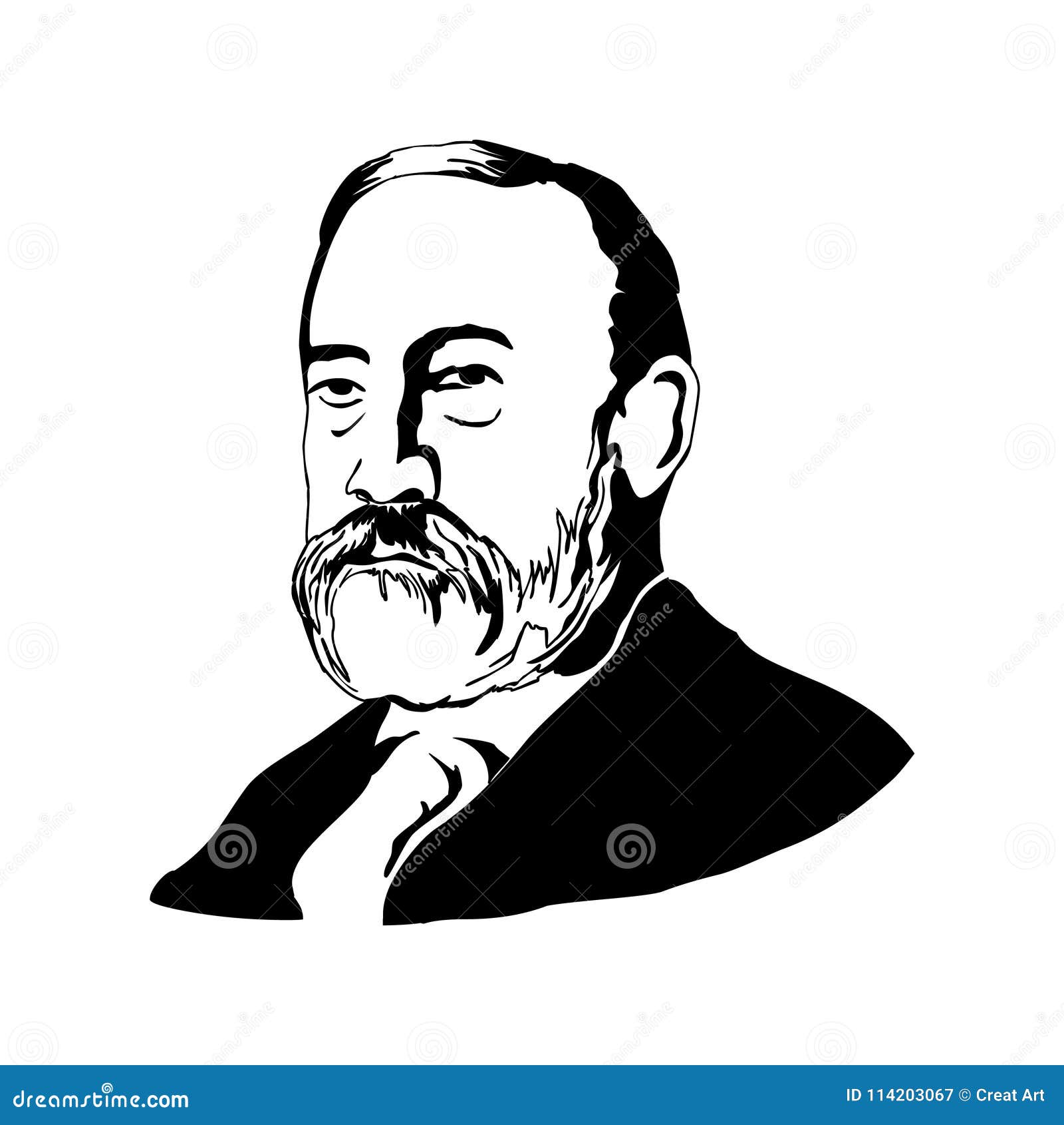 Benjamin Harrison.Vector Illustration.Black And White Drawing ...