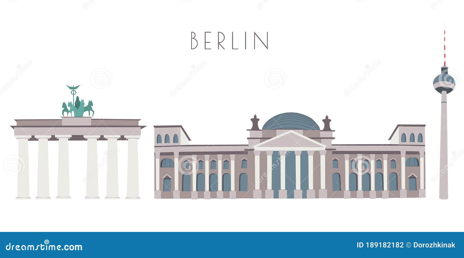 Berlin Landmarks Skyline Cartoon Vector | CartoonDealer.com #83057391