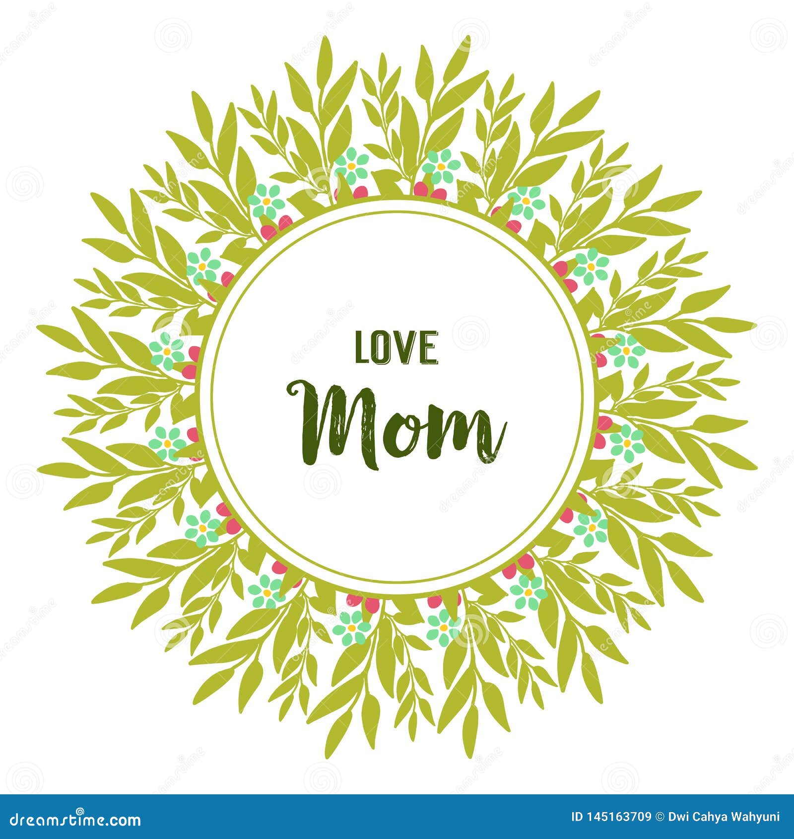 Vector Illustration Best Mom for Various Shape Leaf Floral Frame Stock ...
