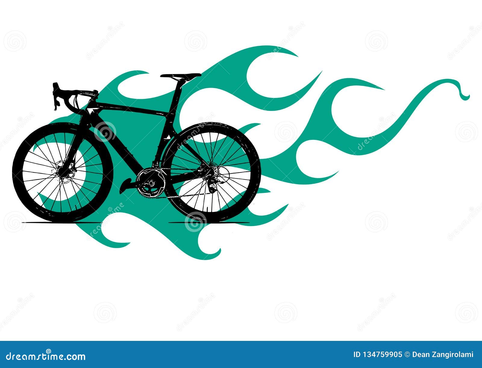 Vector Illustration Bicycle with Flame and Fire Silhouette Stock ...