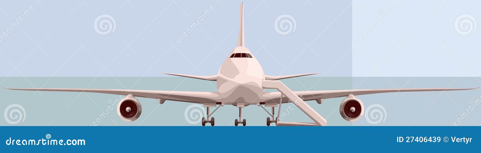 Vector Illustration Of Big Airplan In Front. | CartoonDealer.com #27406439