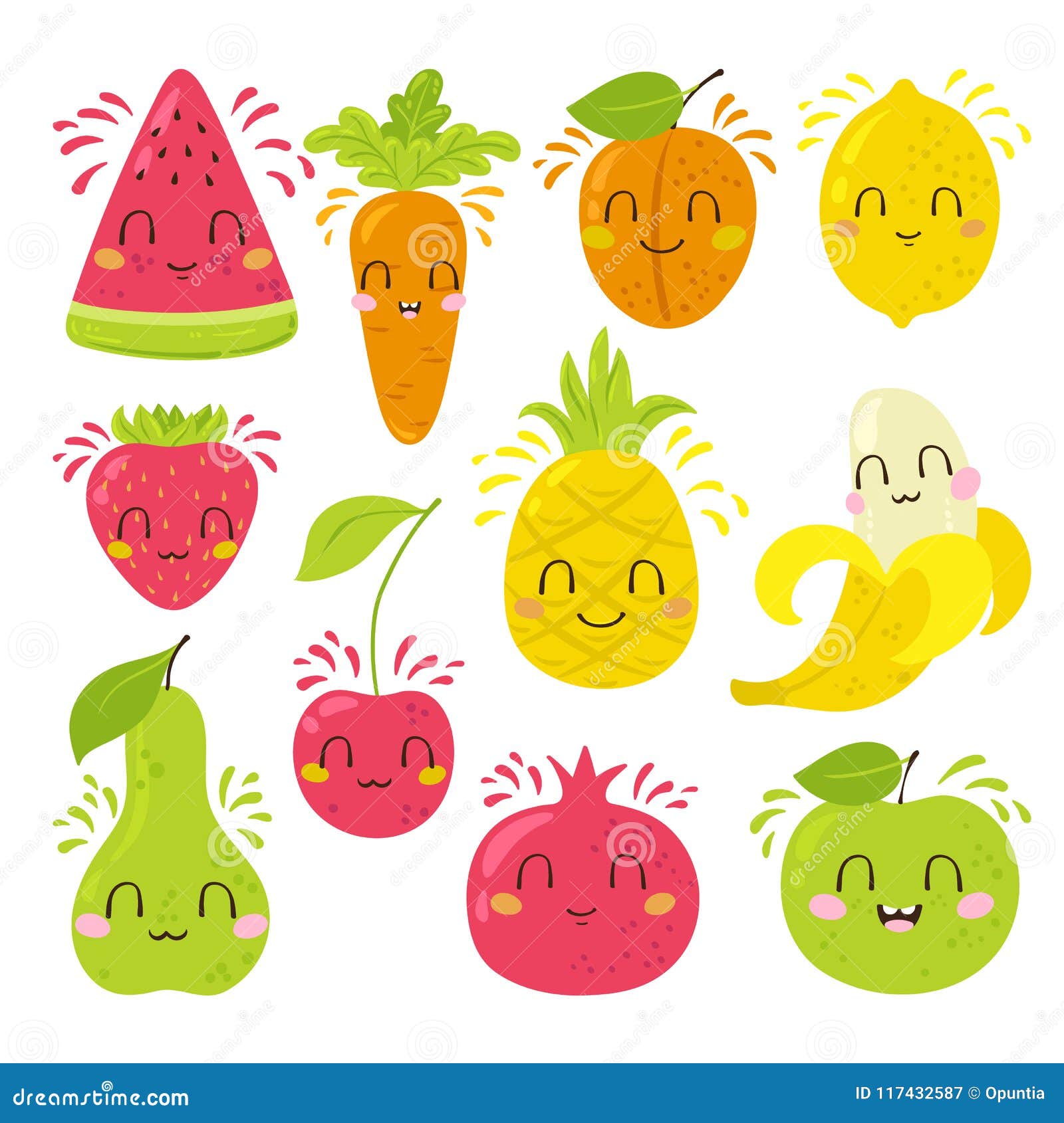 Fruit characters set stock illustration. Illustration of apricot ...