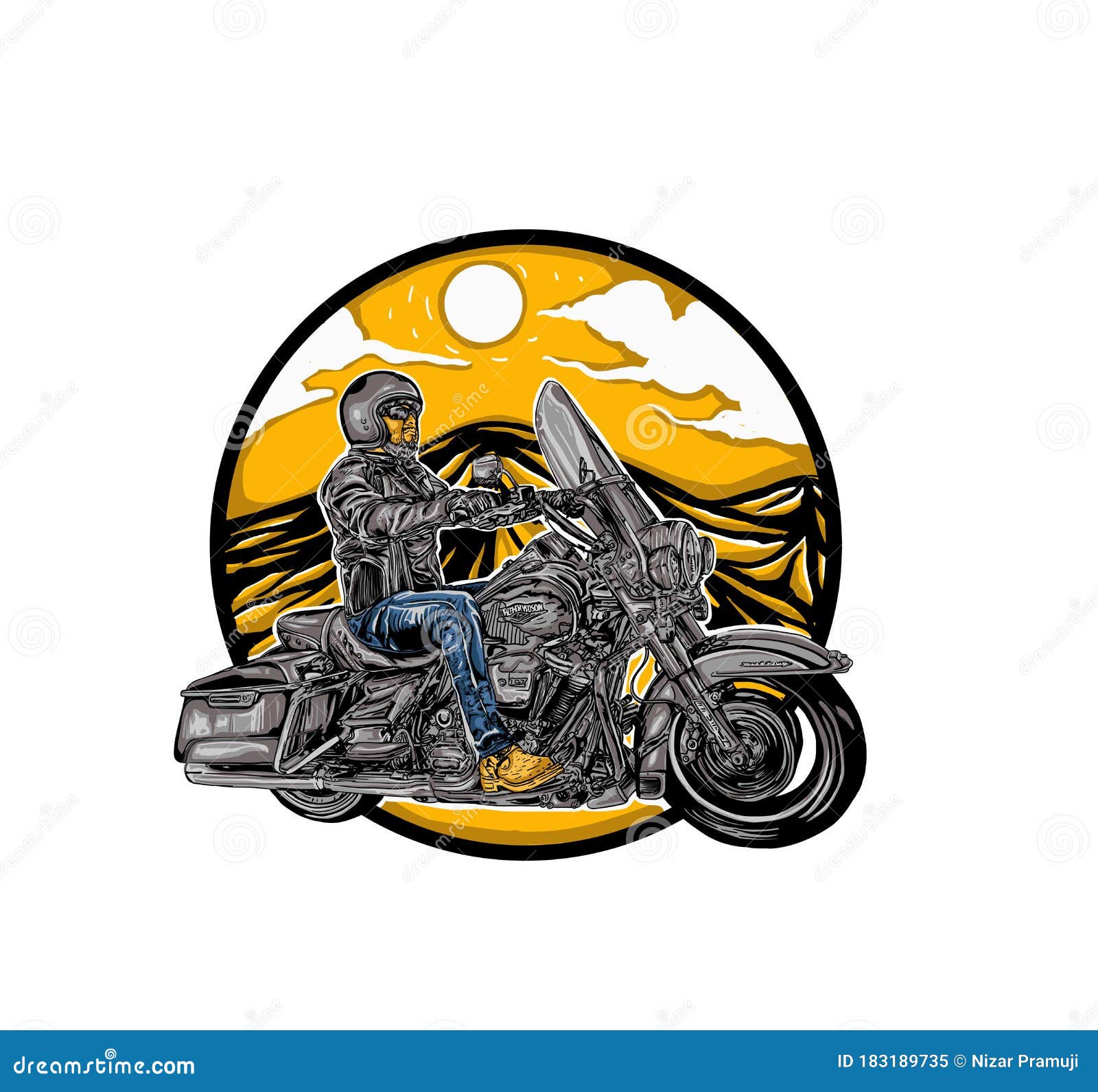 Vector, Illustration Biker on the Road Stock Vector - Illustration of ...