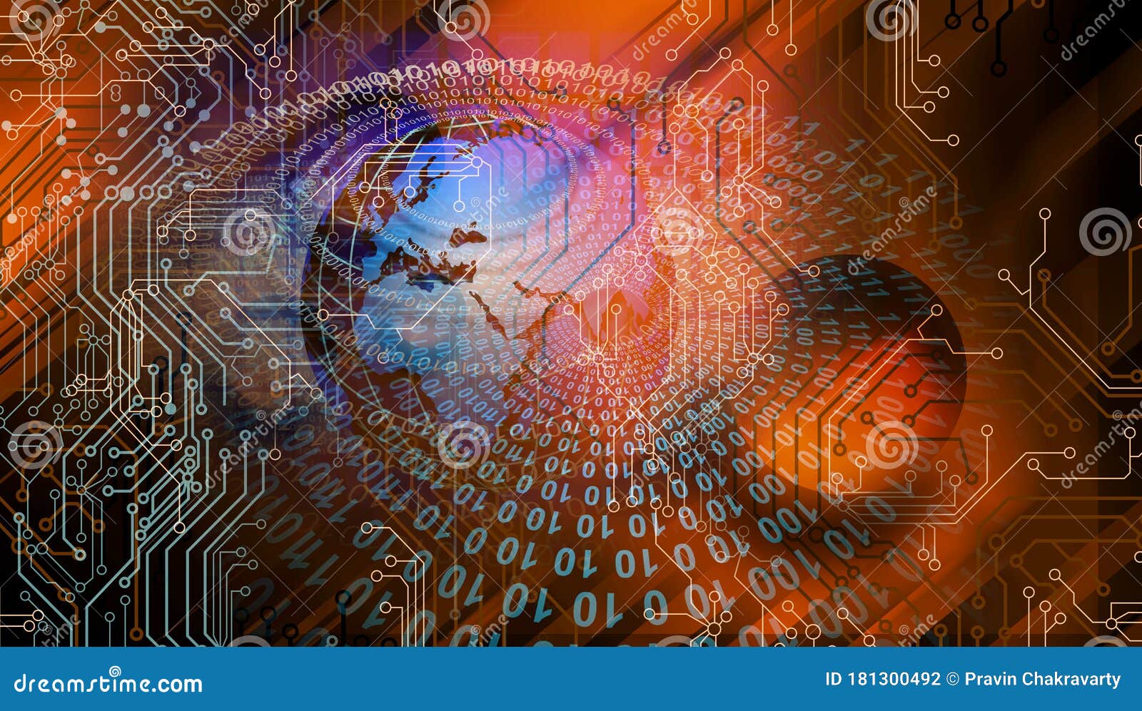 Vector Illustration Binary Global Background. Hi-tech Digital ...