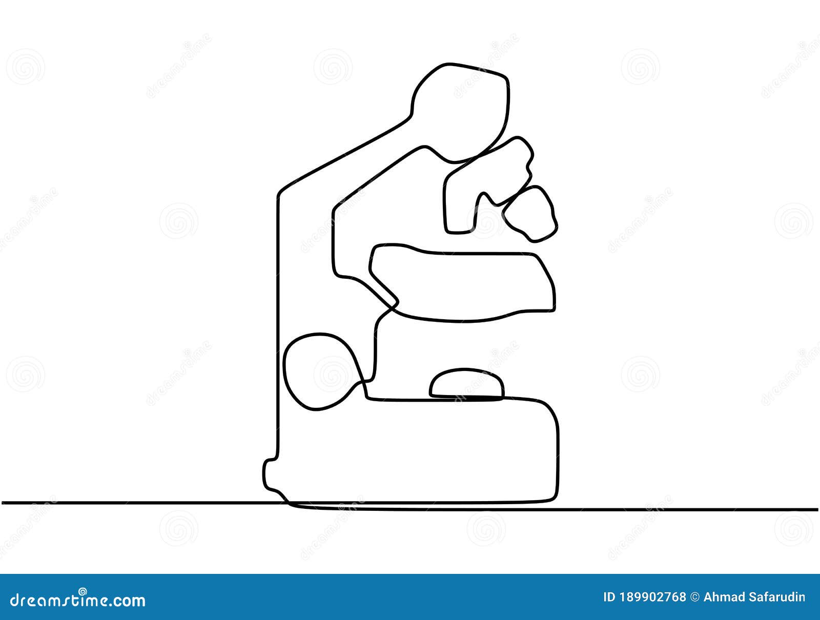 Biological Microscope Drawn By A Single Black Line On A White ...